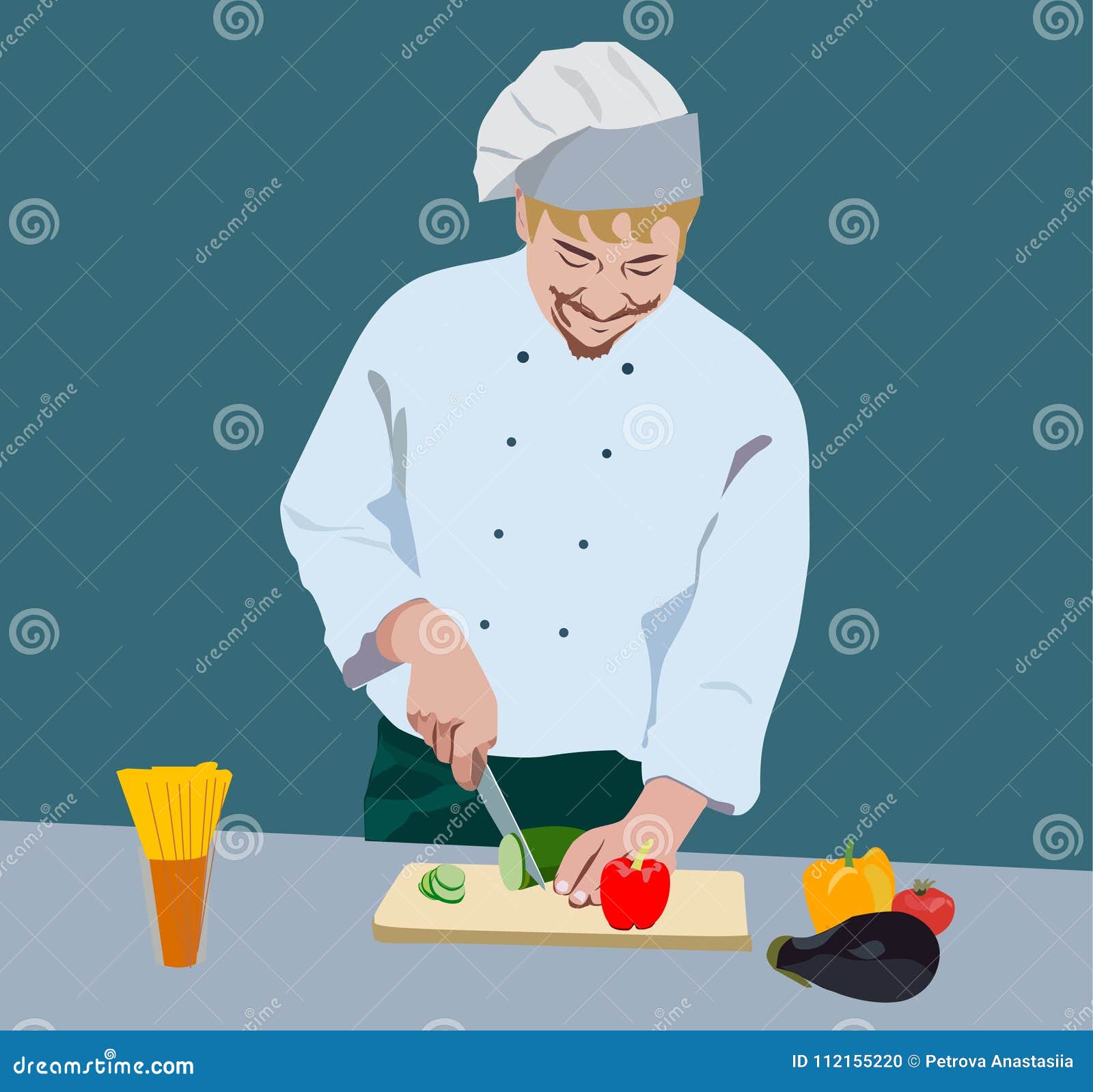 Vector L'illustrazione Realistica Del Cuoco Nella Cucina Illustrazione ...