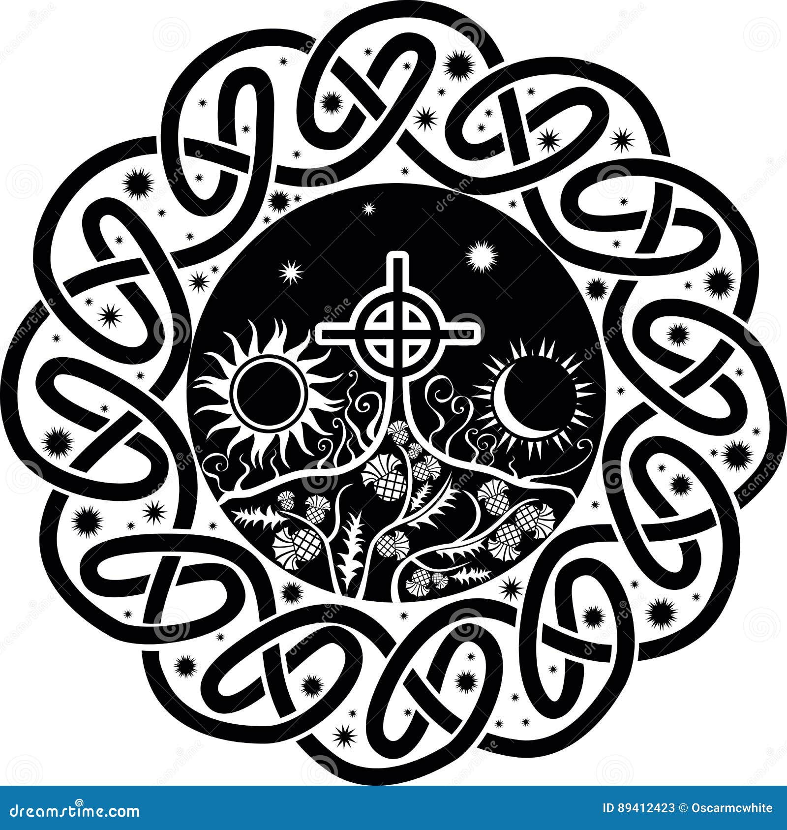 Vector L'immagine Della Croce Celtica Con La Luna Ed Il Sole ...