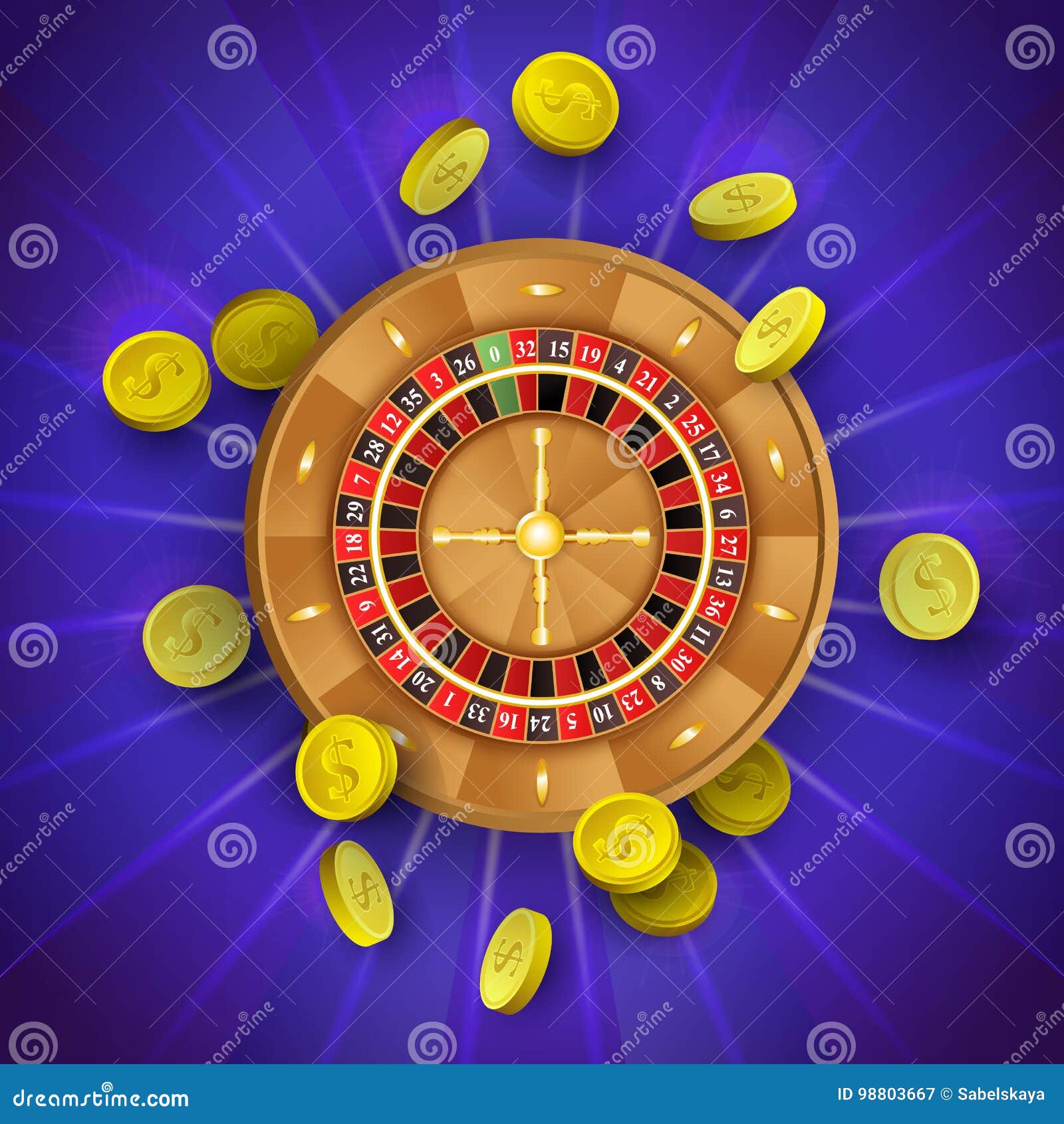 Vector La Rueda De Ruleta Plana Del Casino, Monedas De Oro Ilustración ...