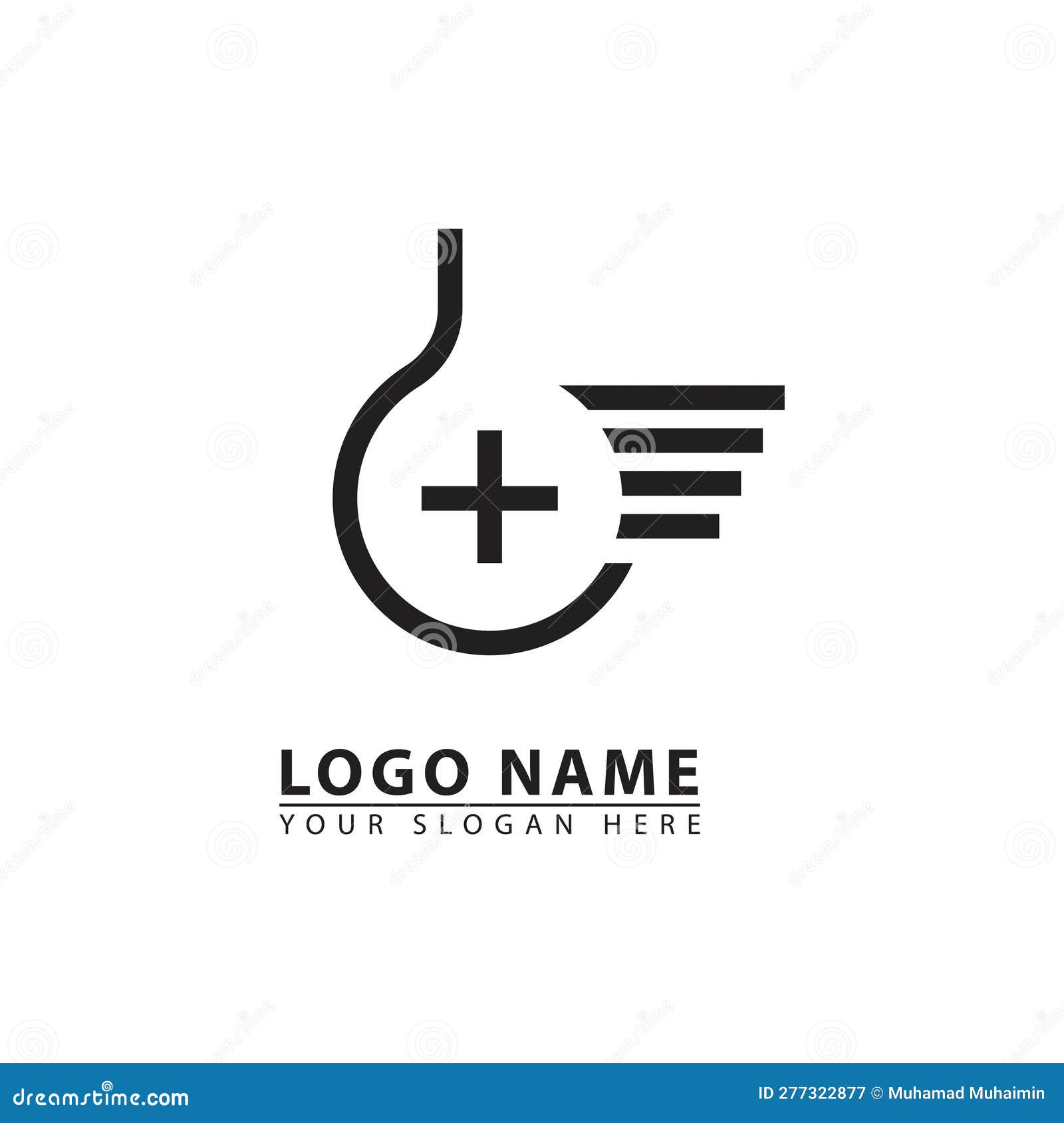 Vector Lab Plus Wing Shape Line Logo Icon Stock Vector - Illustration ...