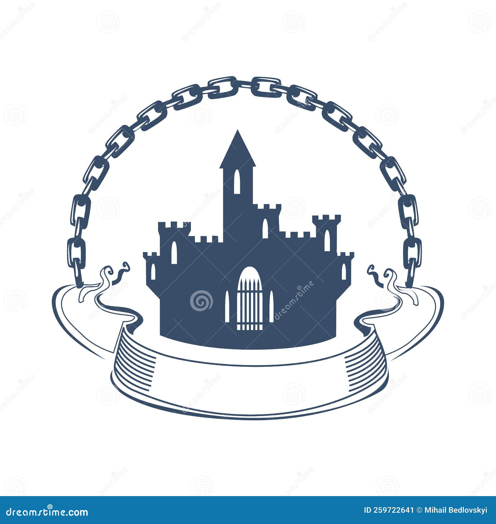 Vector Label of a Medieval Castle with Vintage Ribbon Stock Vector ...