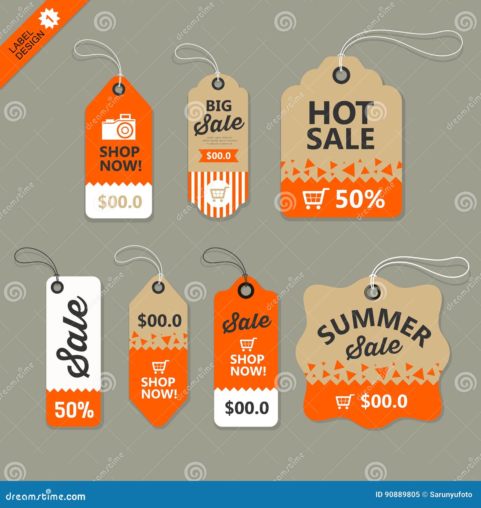 Vector Label Paper Brown and Orange Concept Stock Vector - Illustration ...