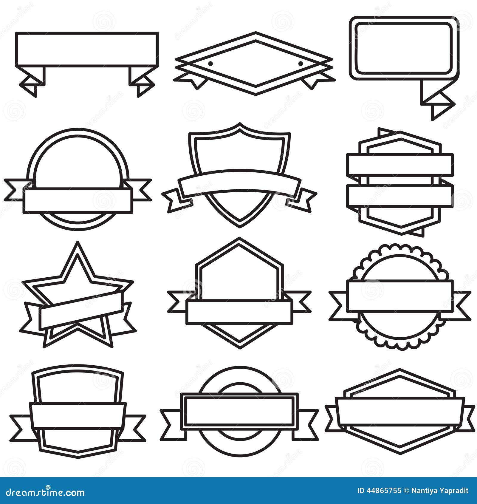 Vector Label with Ribbons and Badges Stock Vector - Illustration of ...
