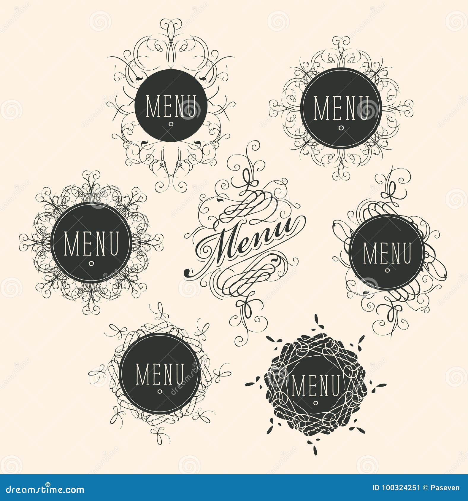 Vector Label Set for Restaurant Menu Design Stock Vector - Illustration ...