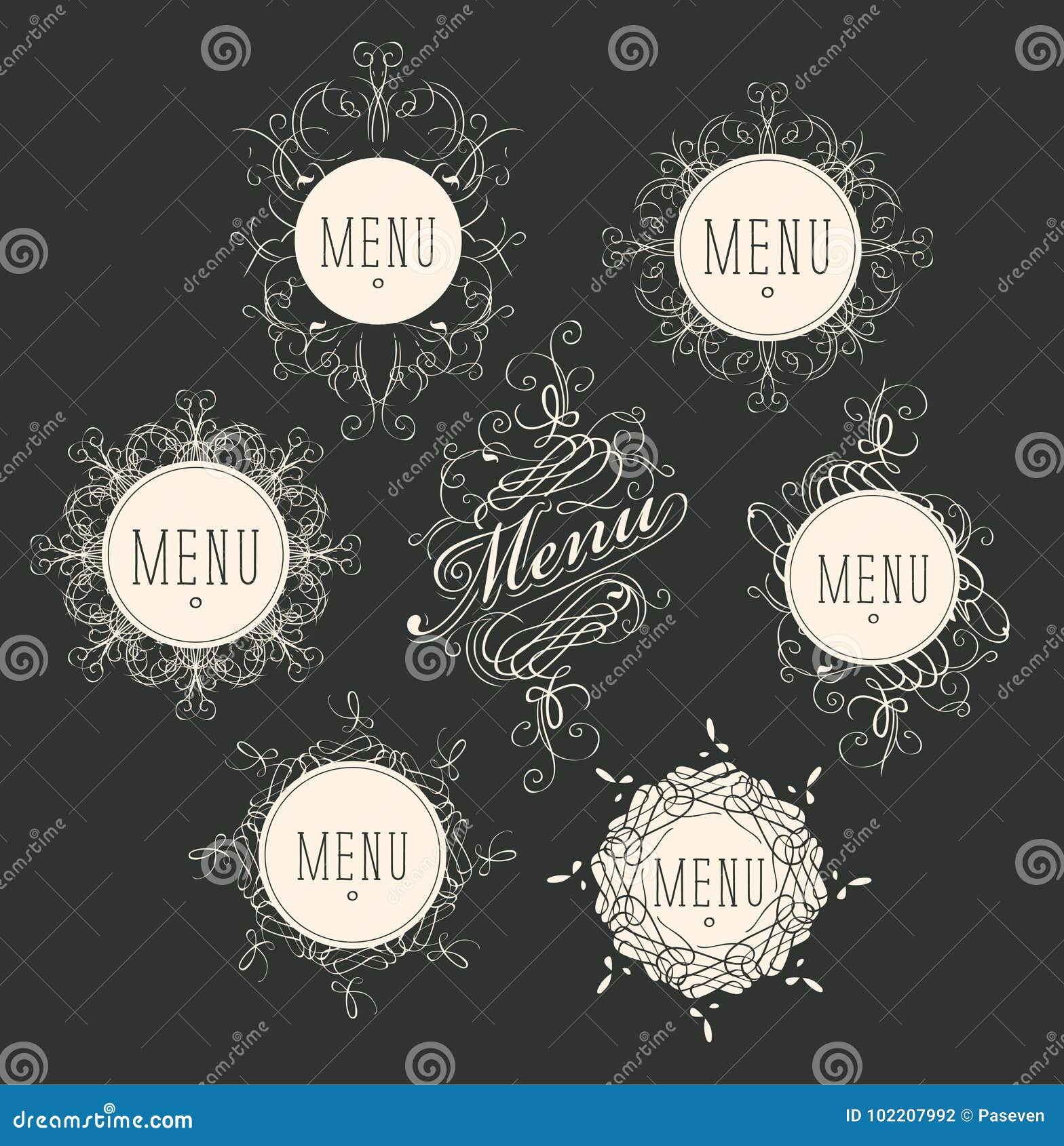 Vector Label Set for Restaurant Menu Design Stock Vector - Illustration ...