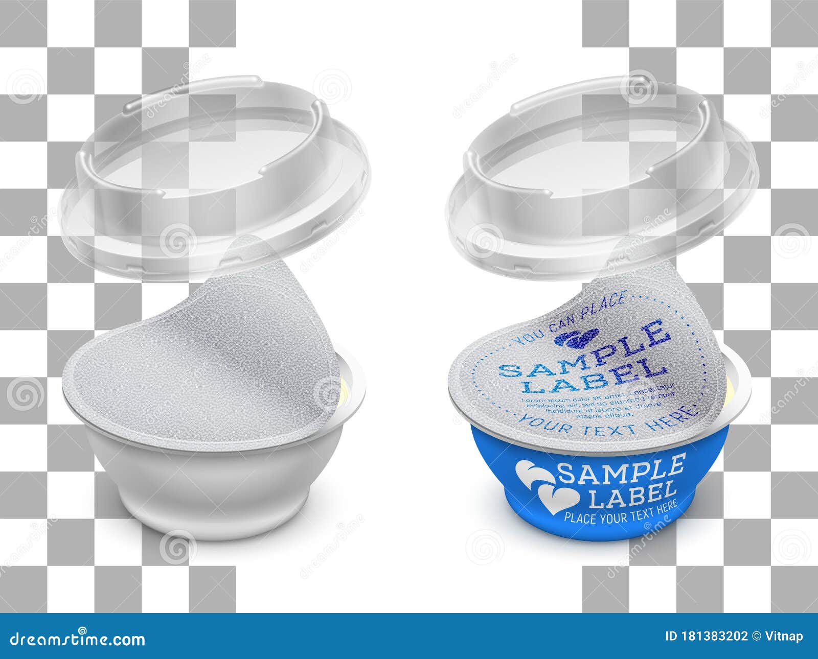 Vector Labeled Open Plastic Round Container With Opened Foil Seal And ...