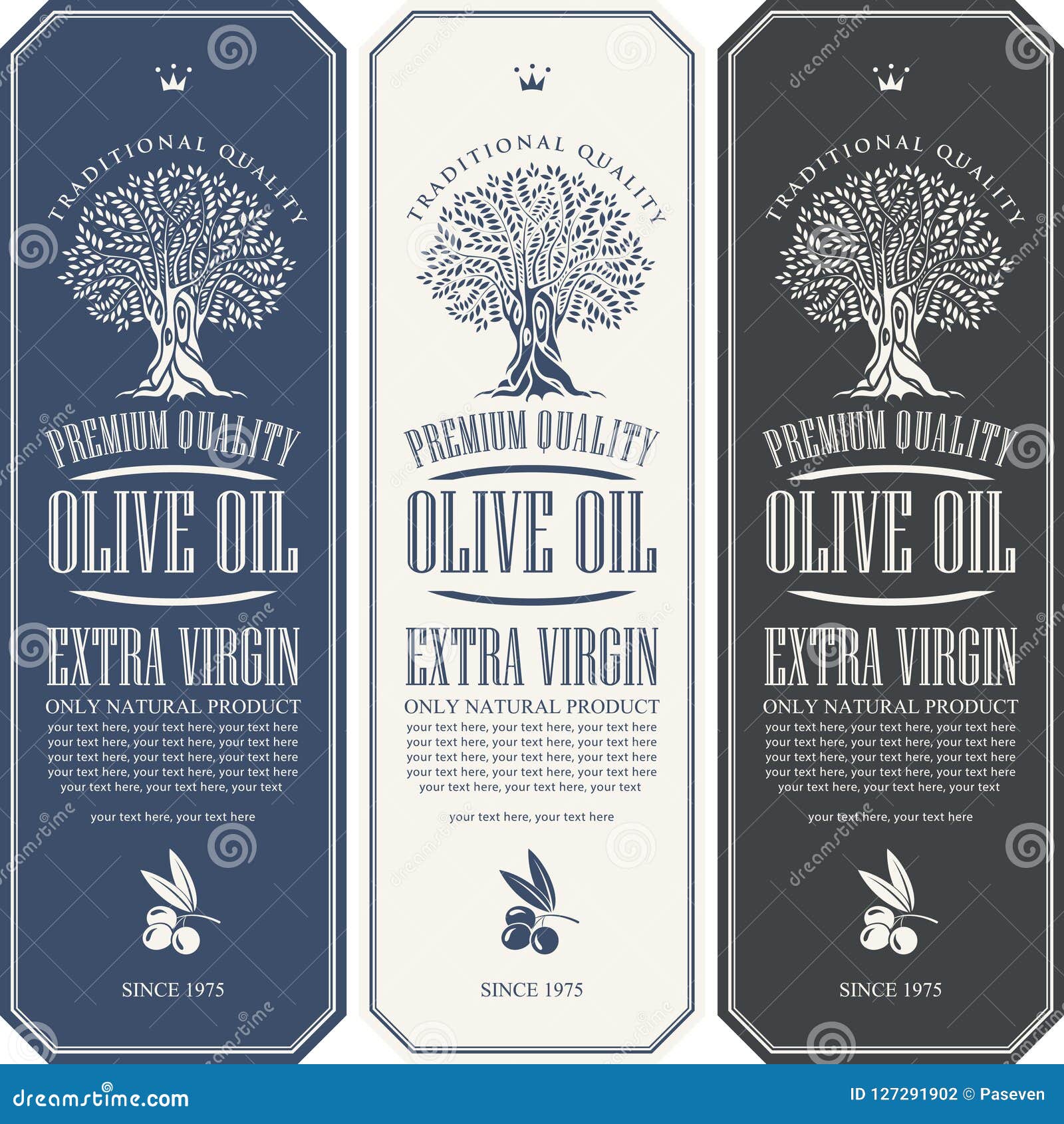 Vector Labels for Olive Oil with an Olive Tree Stock Vector ...