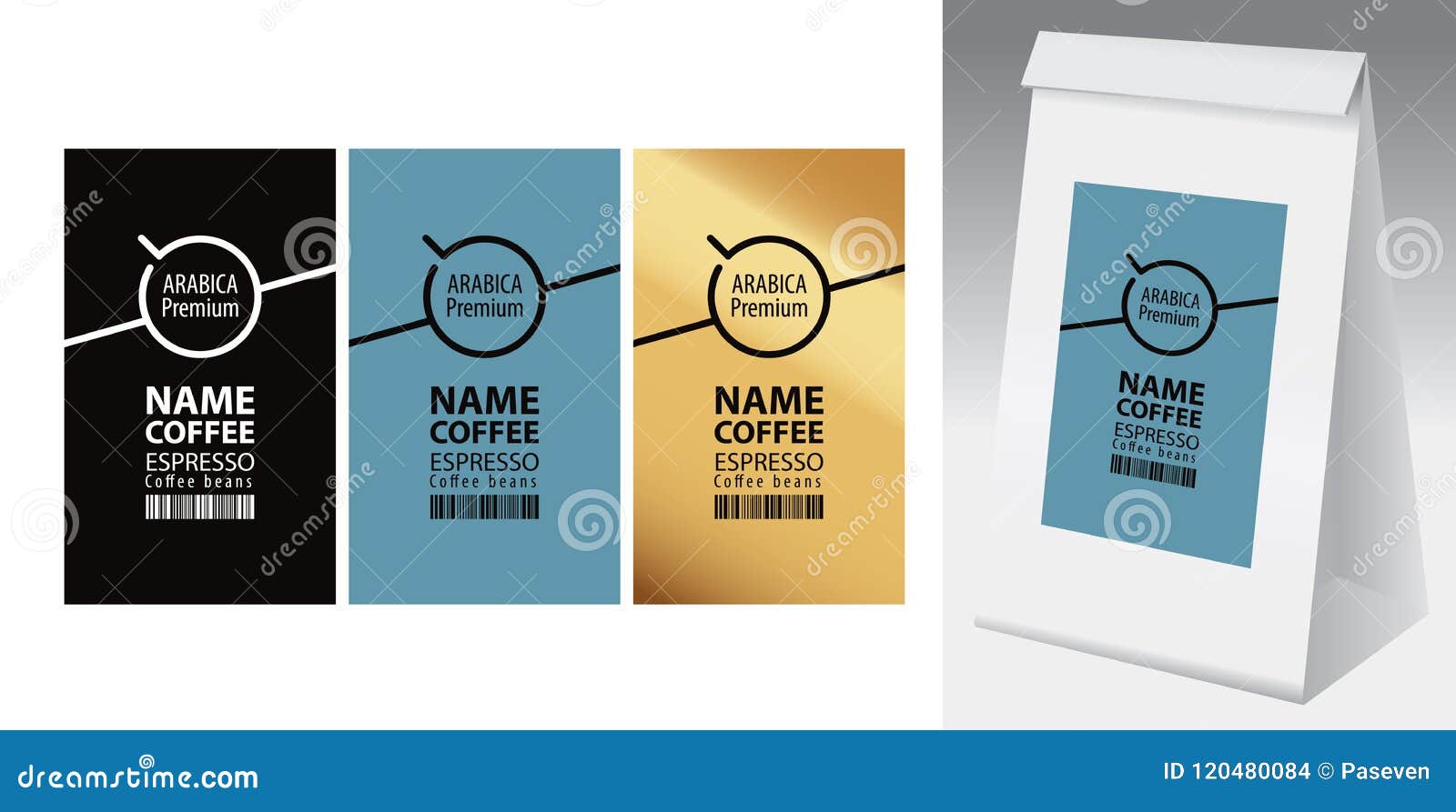 Vector Labels and Paper Packaging for Coffee Beans Stock Vector ...