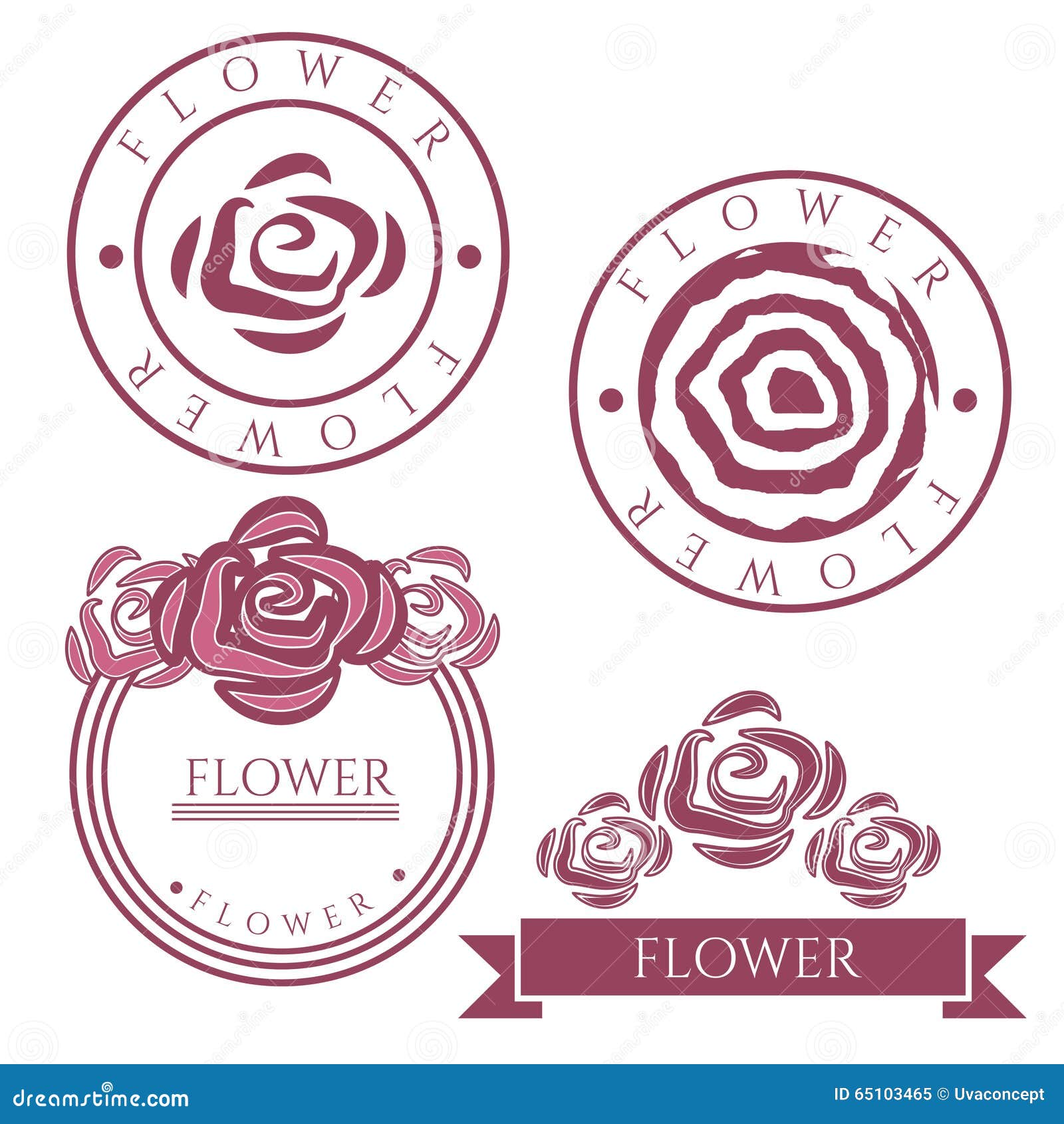 Vector Labels with Rose Flower Stock Vector - Illustration of pink ...