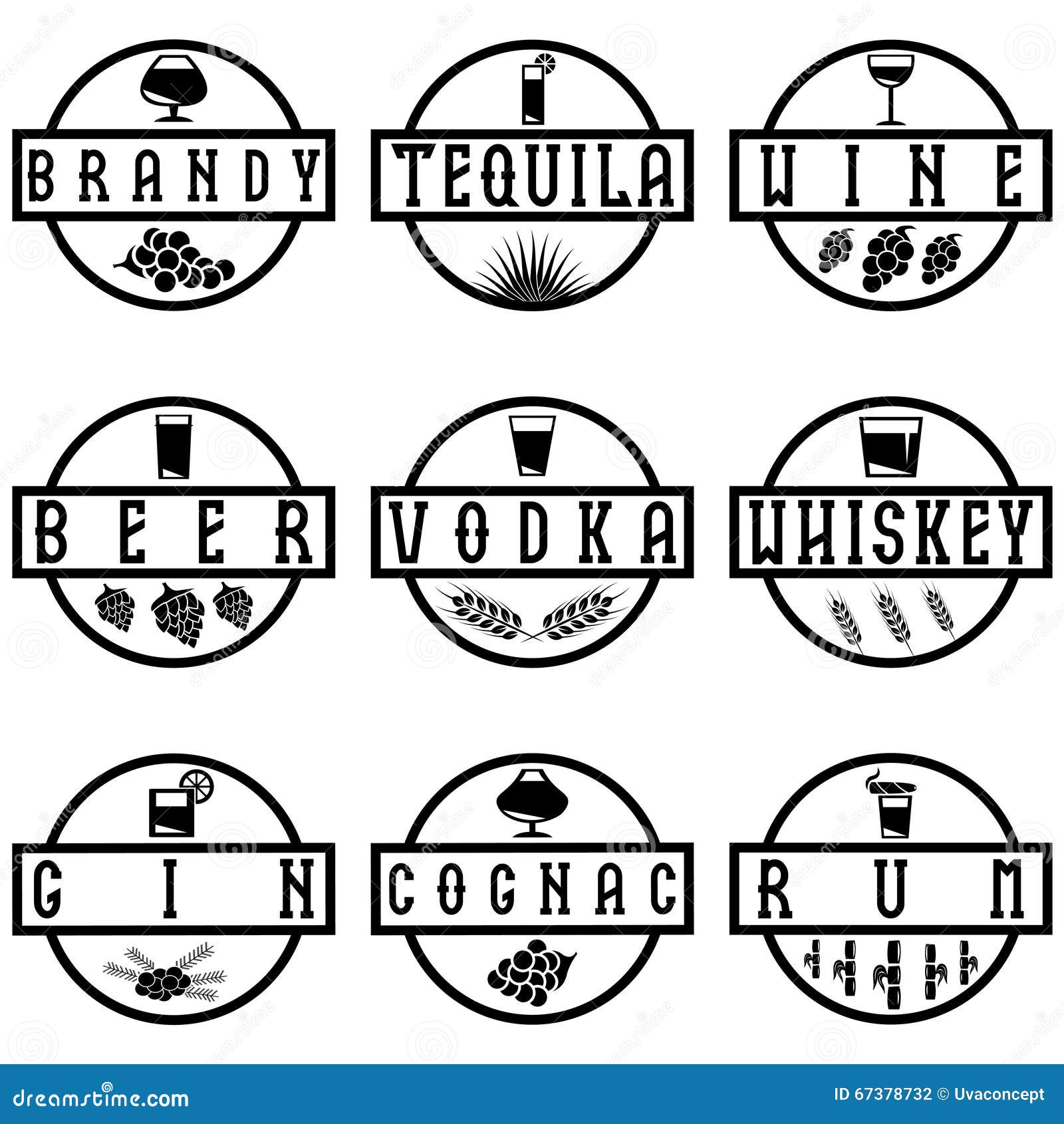 Vector Labels Set of Alcohol Drinks Stock Vector - Illustration of ...