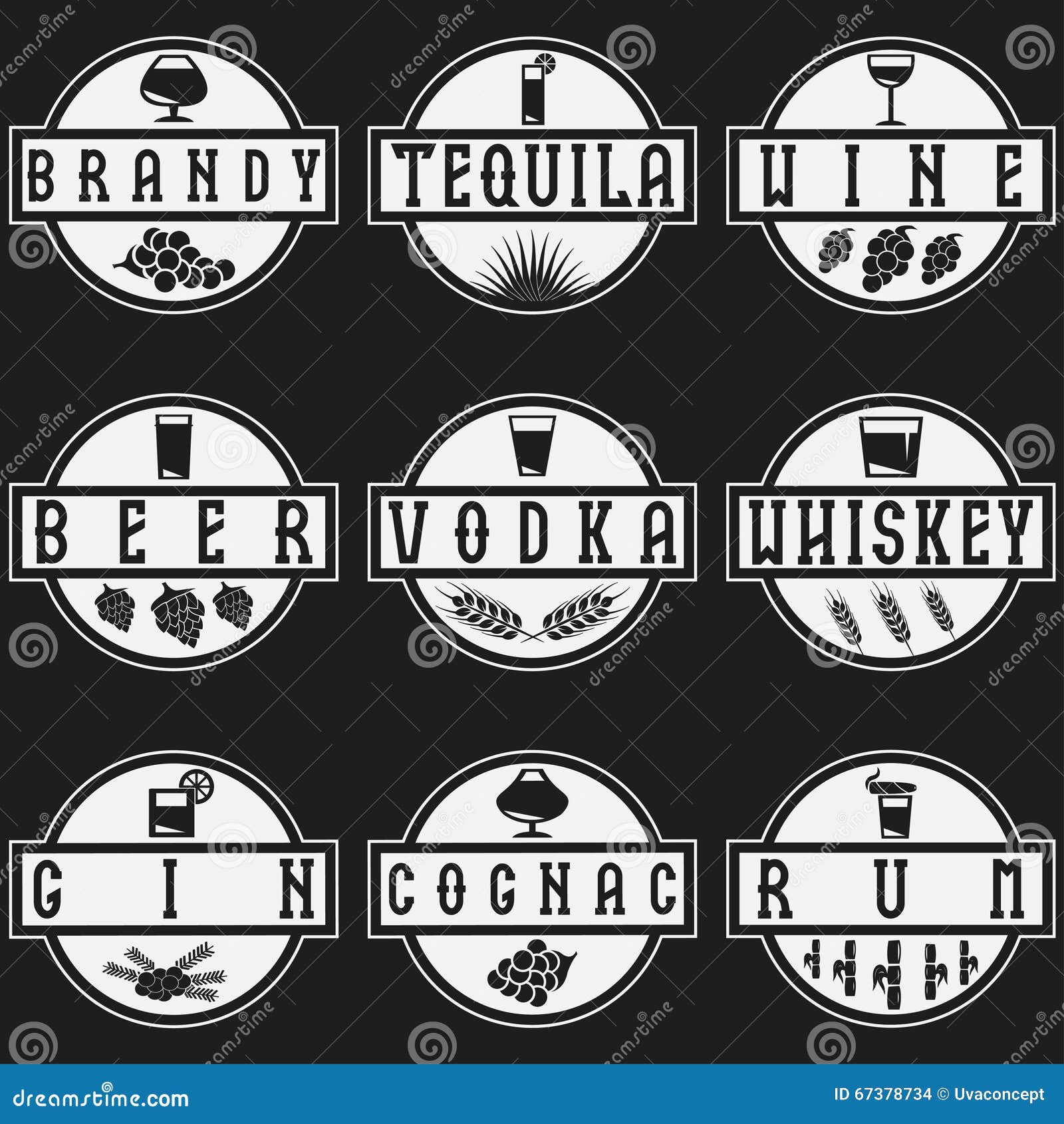 Vector Labels Set of Alcohol Drinks Stock Vector - Illustration of ...