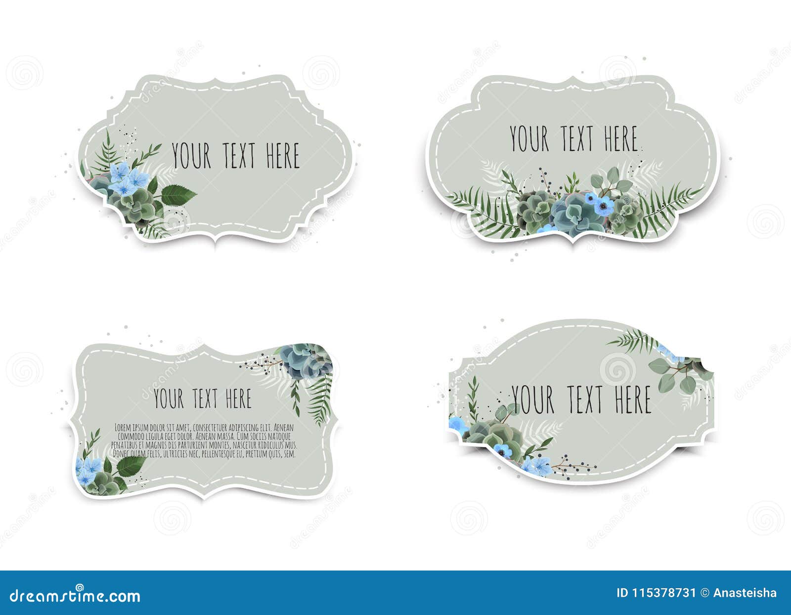 Vector Labels Set with Flowers. Frame Border with Copy Space Stock ...