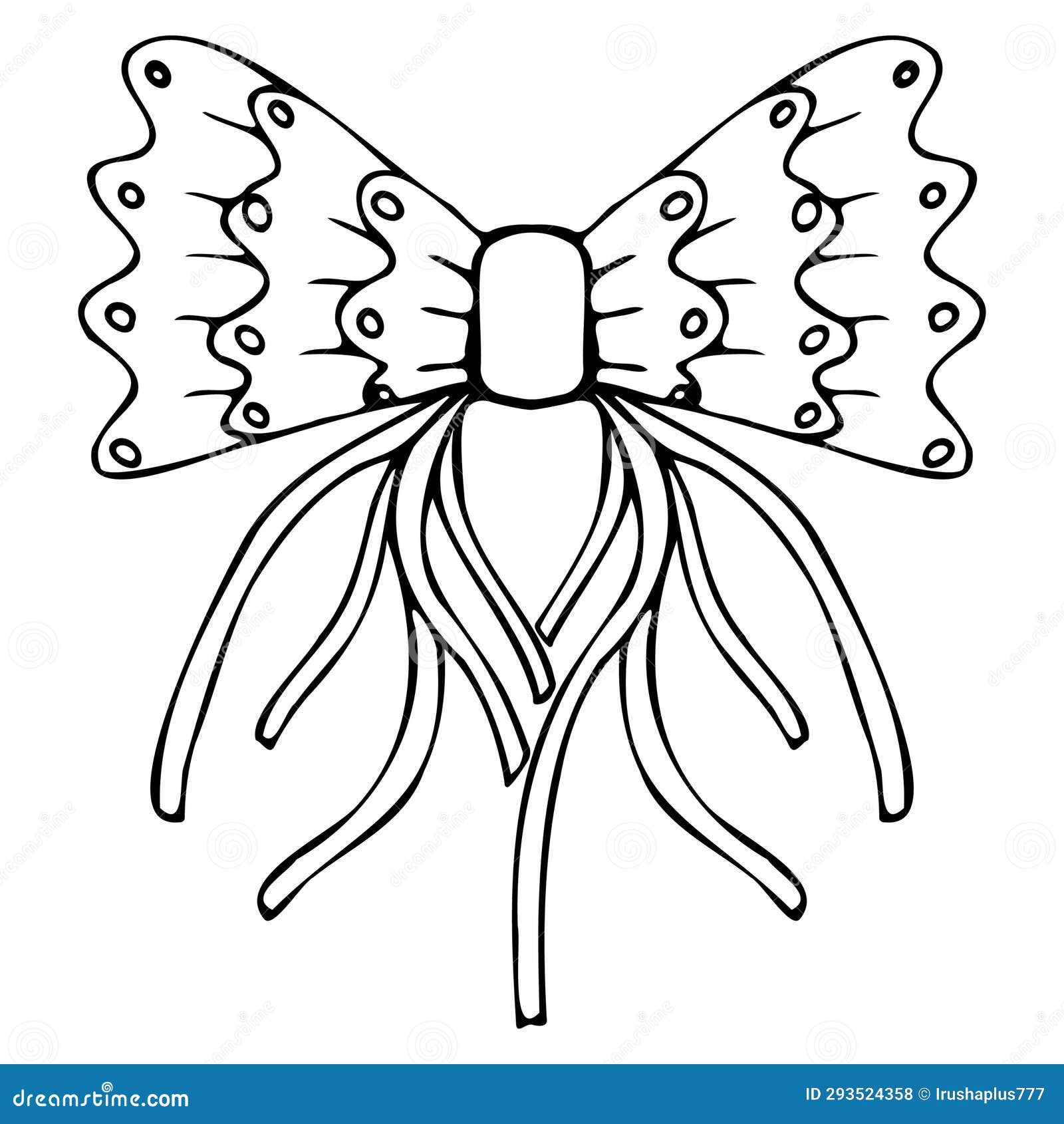 Vector Lace Bow in Doodle Style Linear Black Stock Vector ...