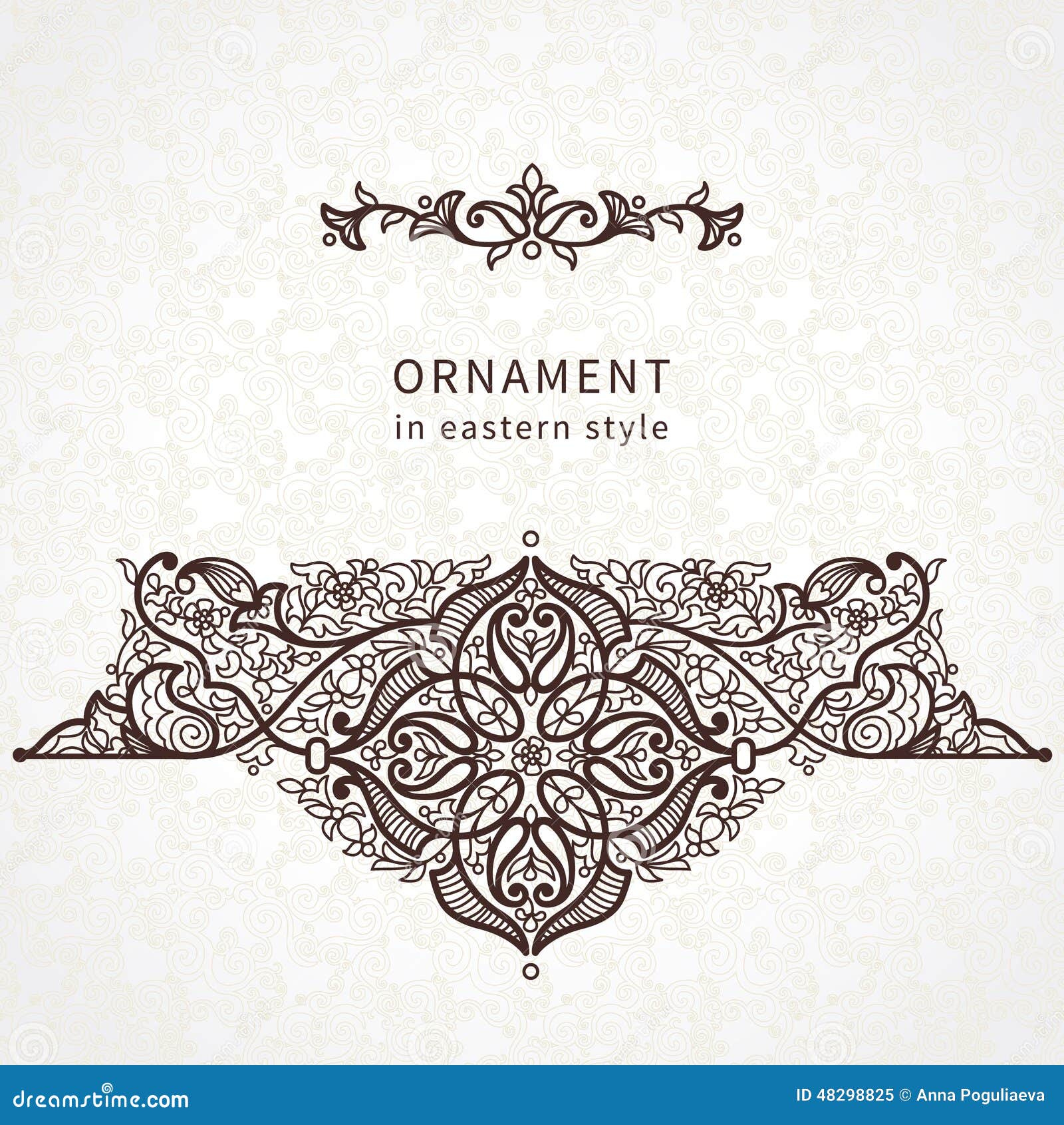 Vector Lace Card in Eastern Style on Scroll Work Background. Stock ...