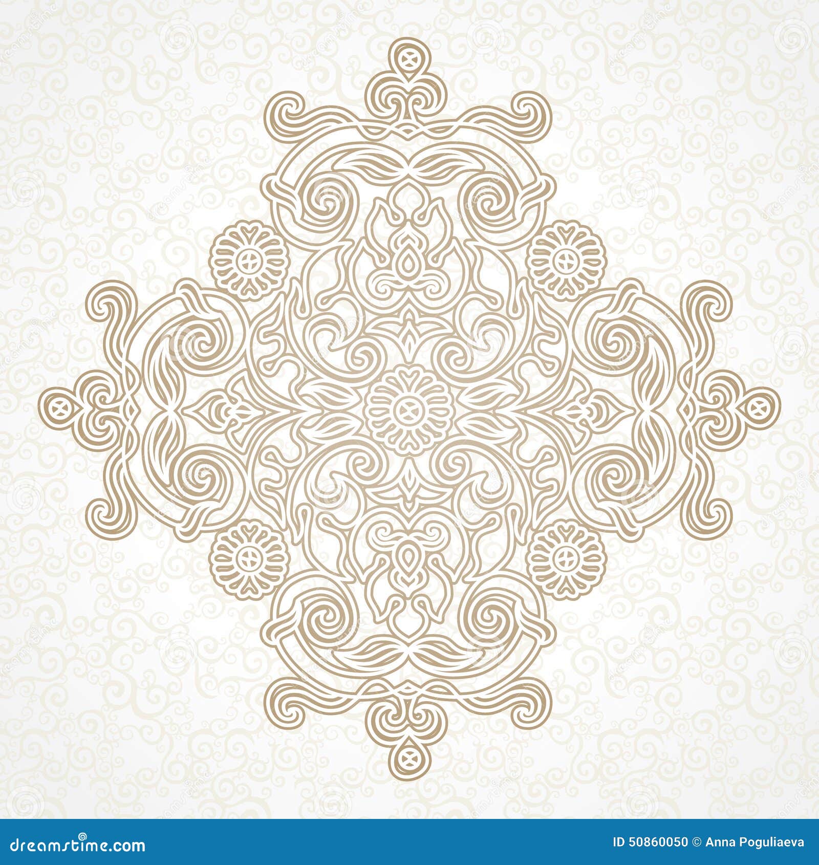 Vector Lace Pattern in Eastern Style. Stock Vector - Illustration of ...