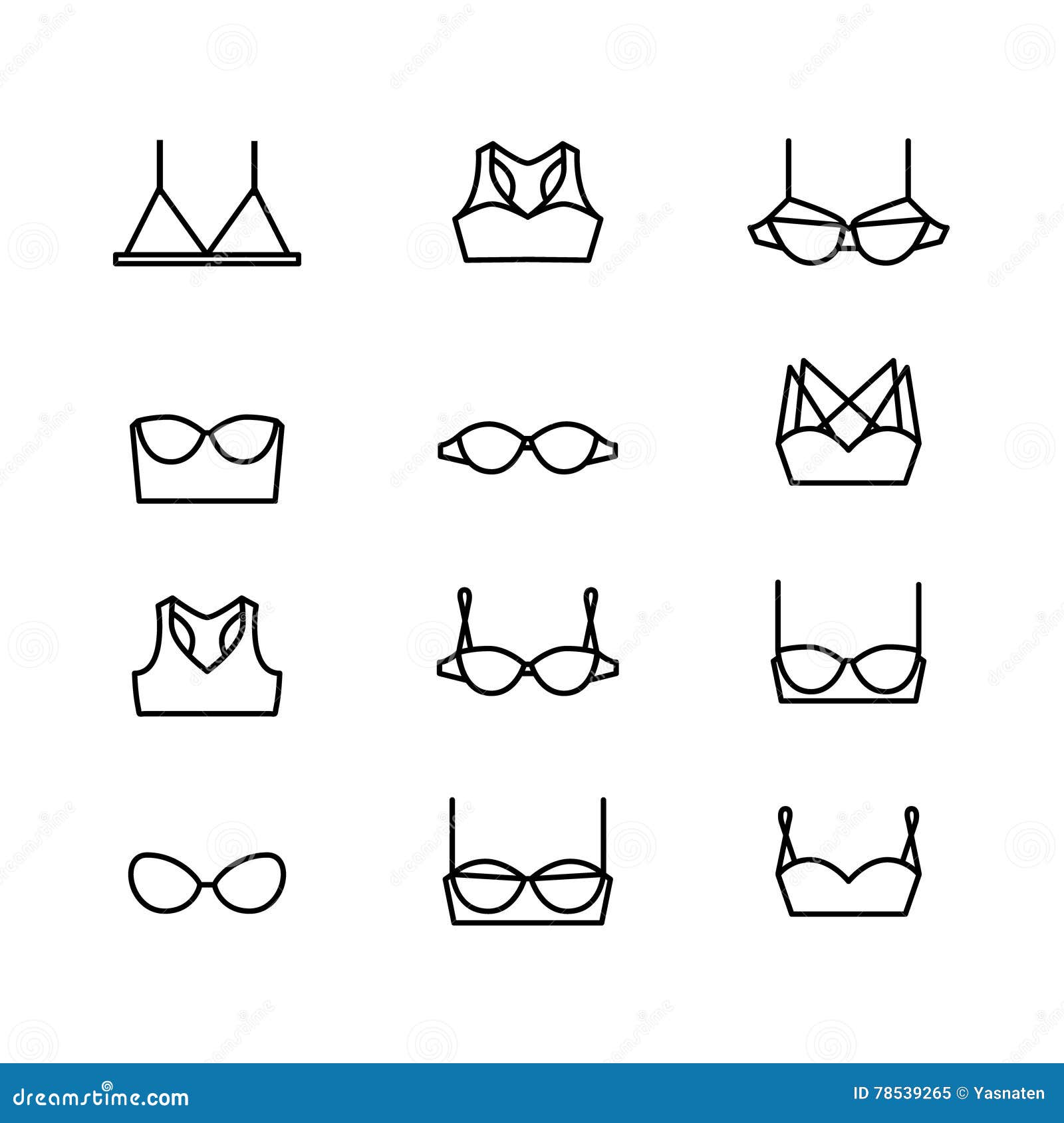 Vector Ladies Bra Icons Set Stock Vector - Illustration of maternity ...