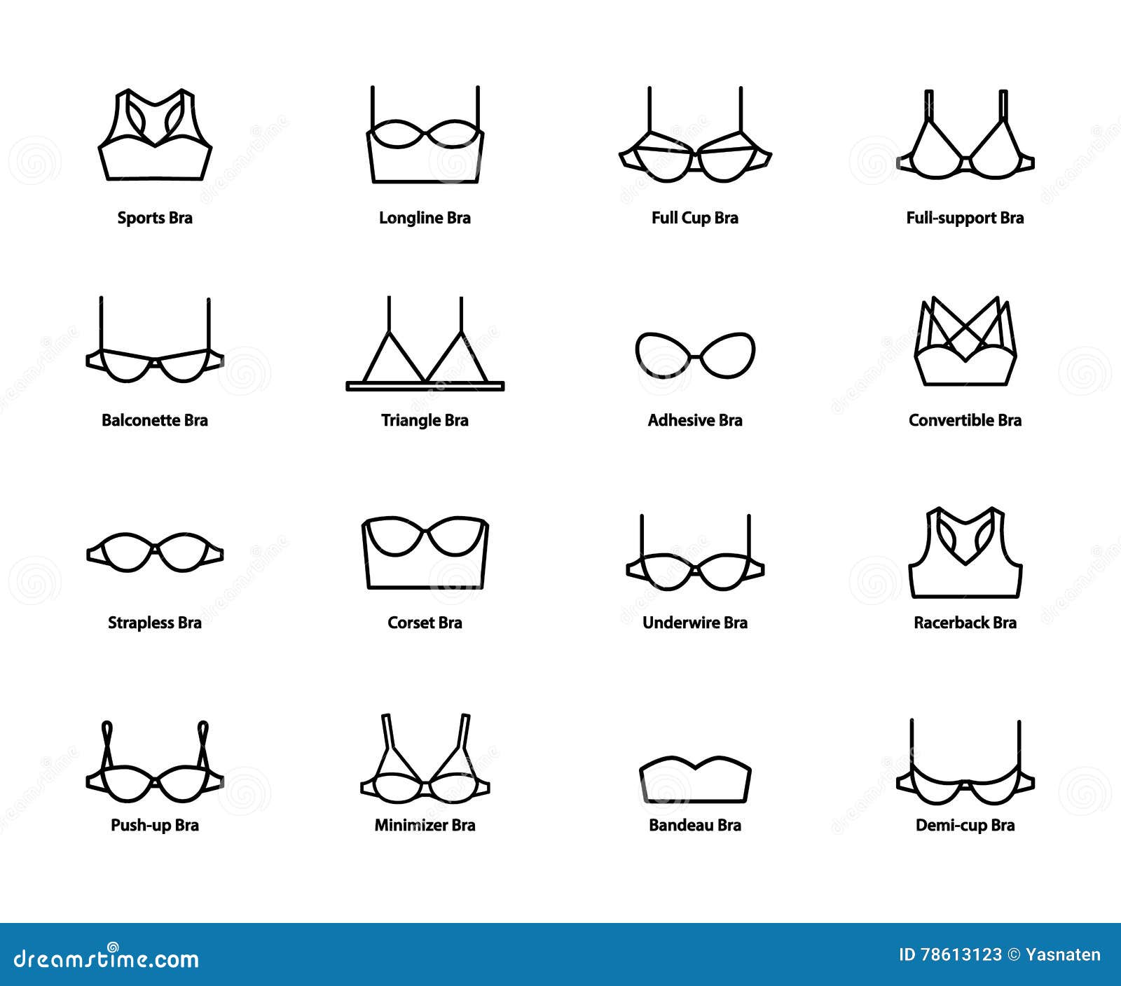 Vector Ladies Bra Icons Set Stock Vector - Illustration of maternity ...