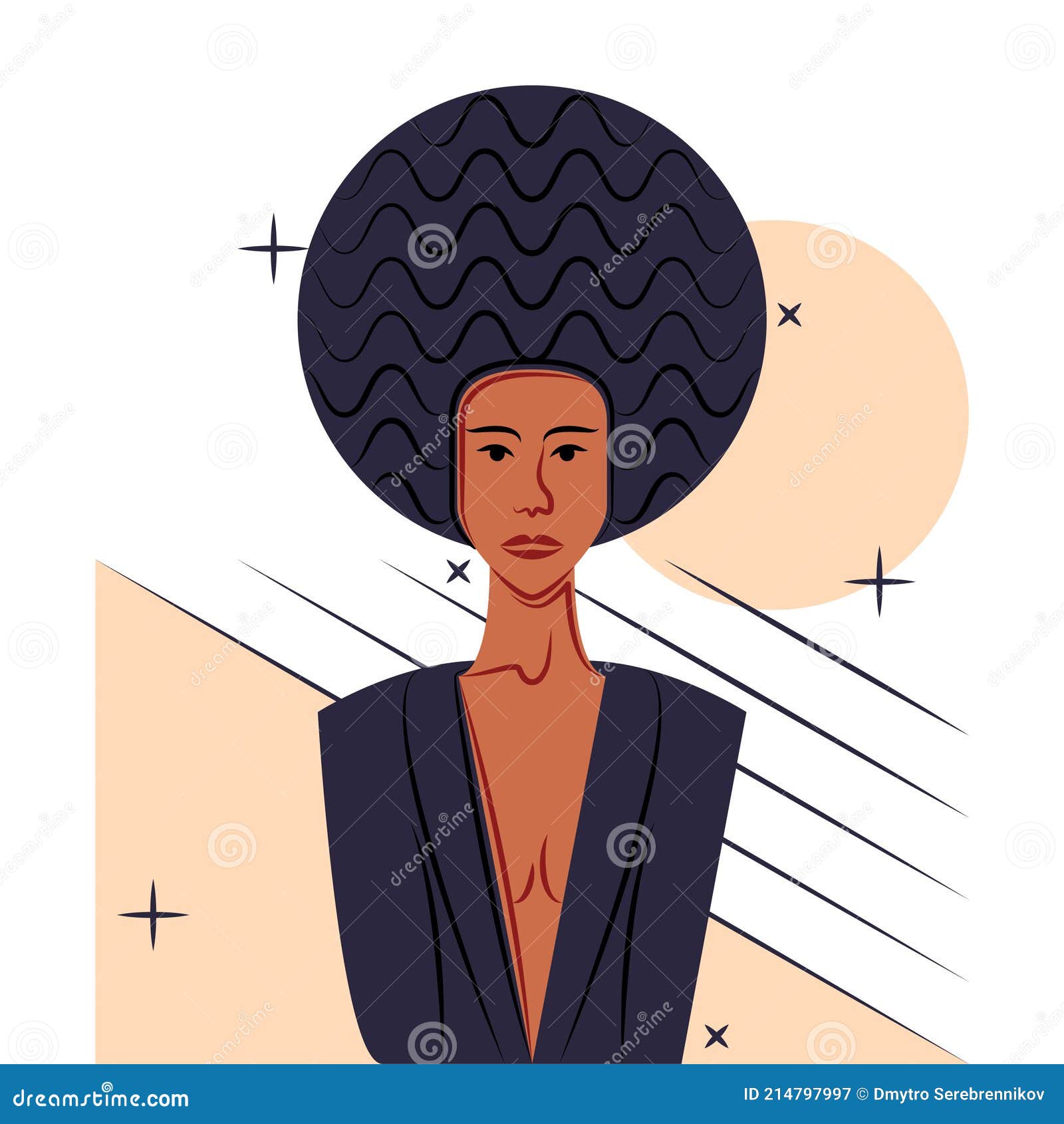 Vector Lady in Shadow of Sharp Lines Style Stock Vector - Illustration ...