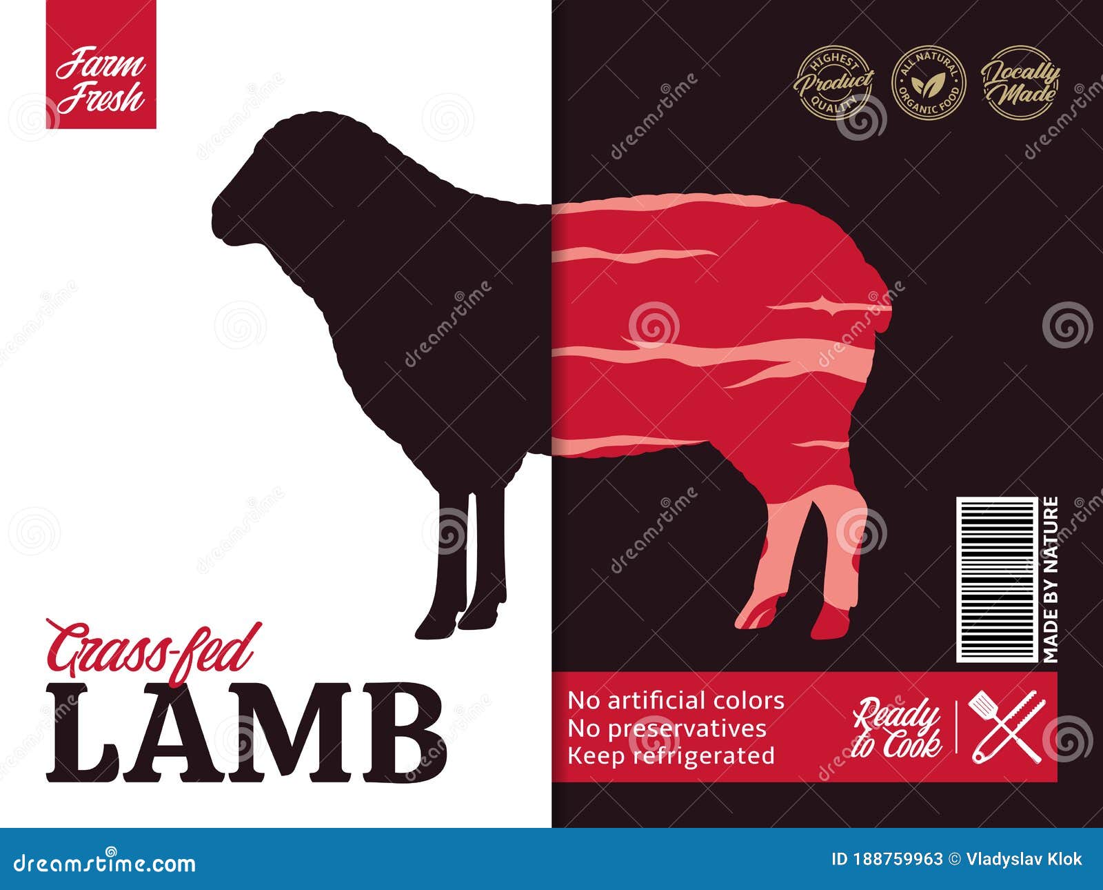 Vector Lamb Packaging Design Concept with Sheep Silhouette Stock Vector ...