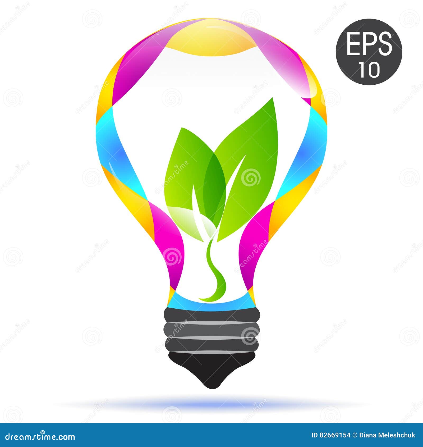 Vector Lamp. Bright Idea. Lightbulb with Green Leaves. Stock Vector ...