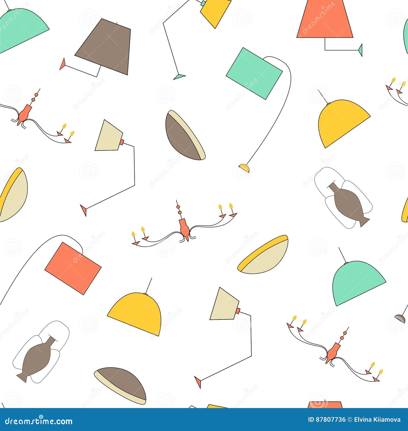 Vector Lamps Seamless Pattern. Stock Vector - Illustration of color ...