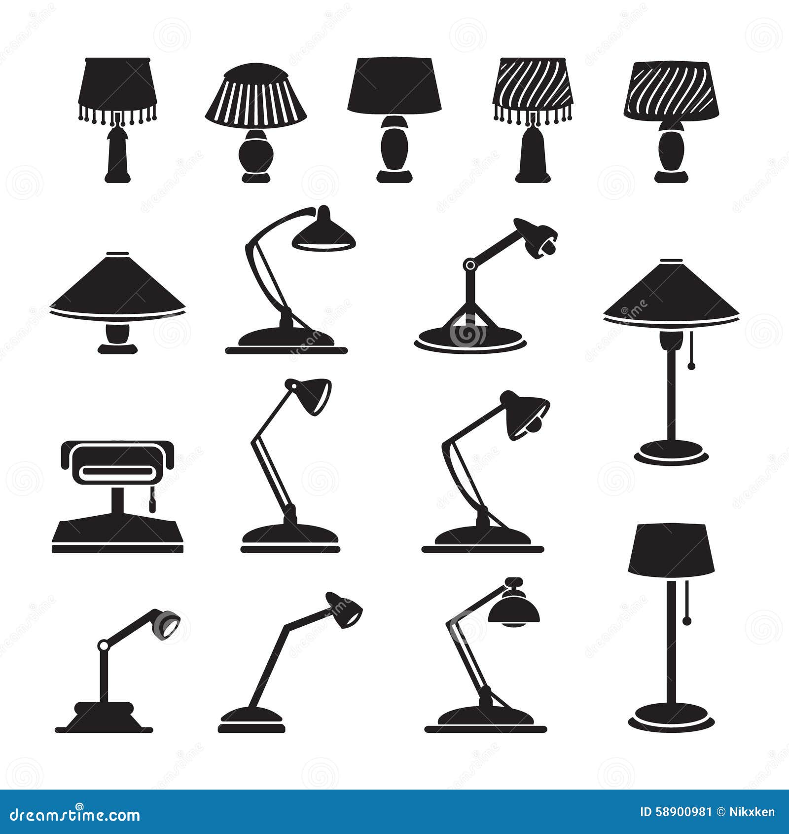 Vector lamps set stock vector. Illustration of night - 58900981