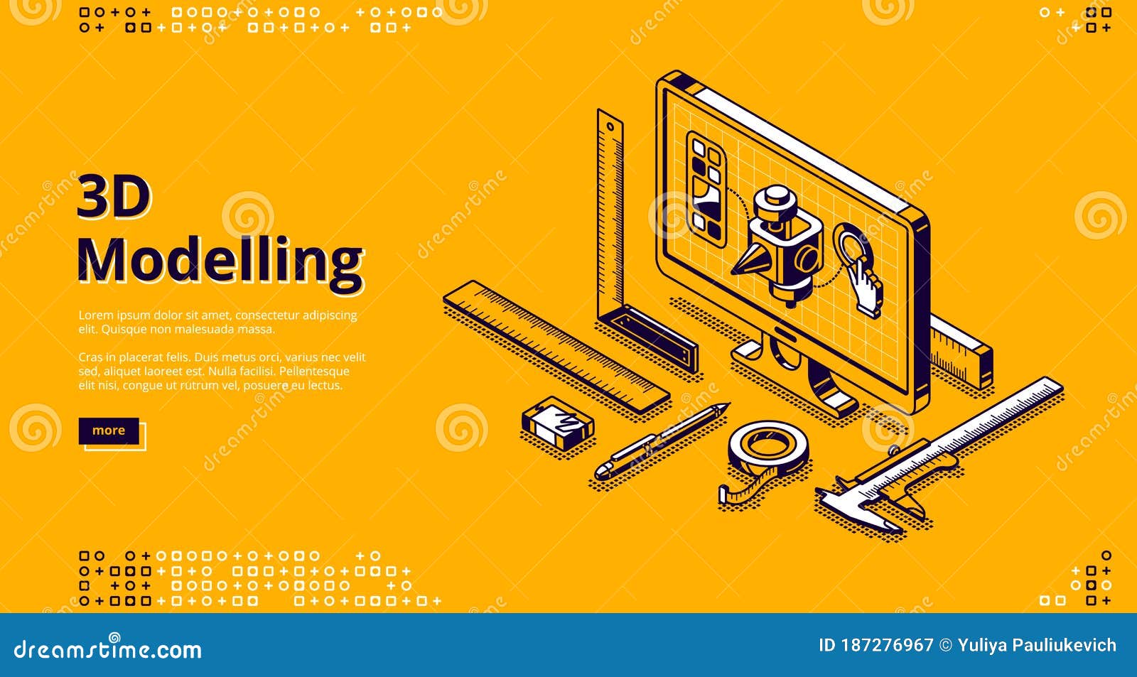 3d Modelling Isometric Landing Page, Cad Model Cartoon Vector ...