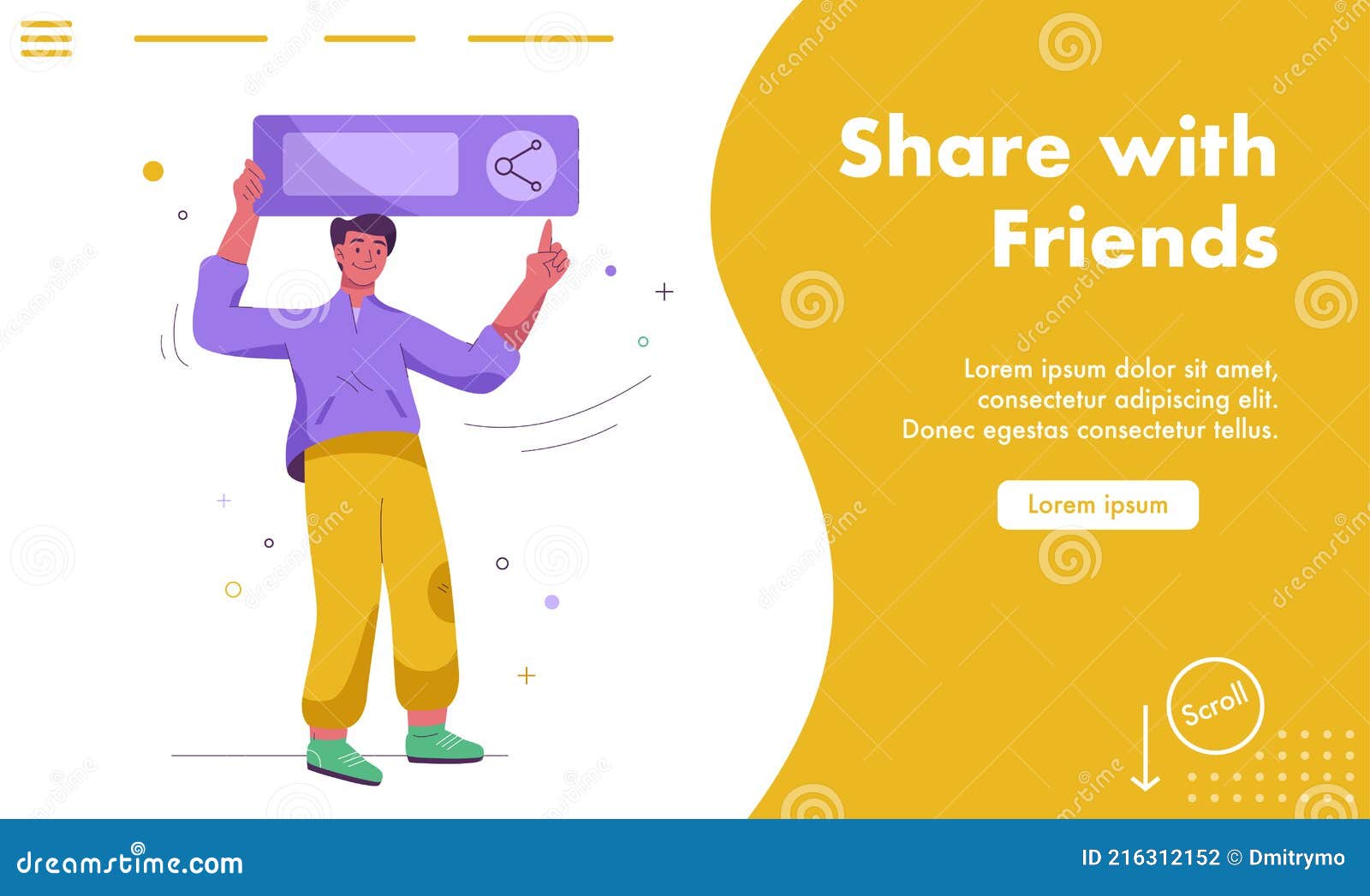 Vector Landing Page of Share with Friends Concept Stock Vector ...