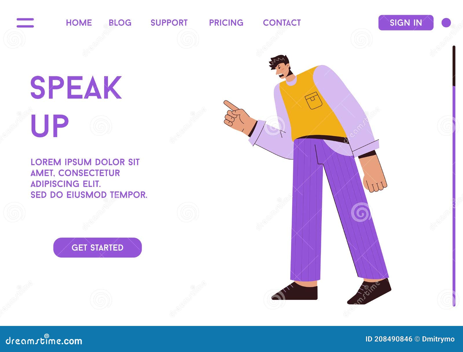 Vector Landing Page of Speak Up Concept Stock Vector - Illustration of ...