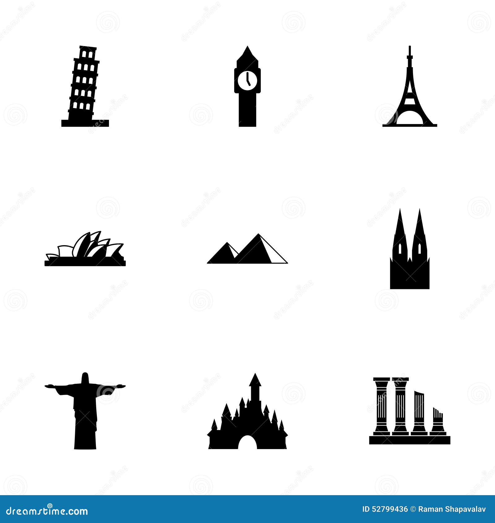 Vector landmarks icon set stock vector. Illustration of isolated - 52799436