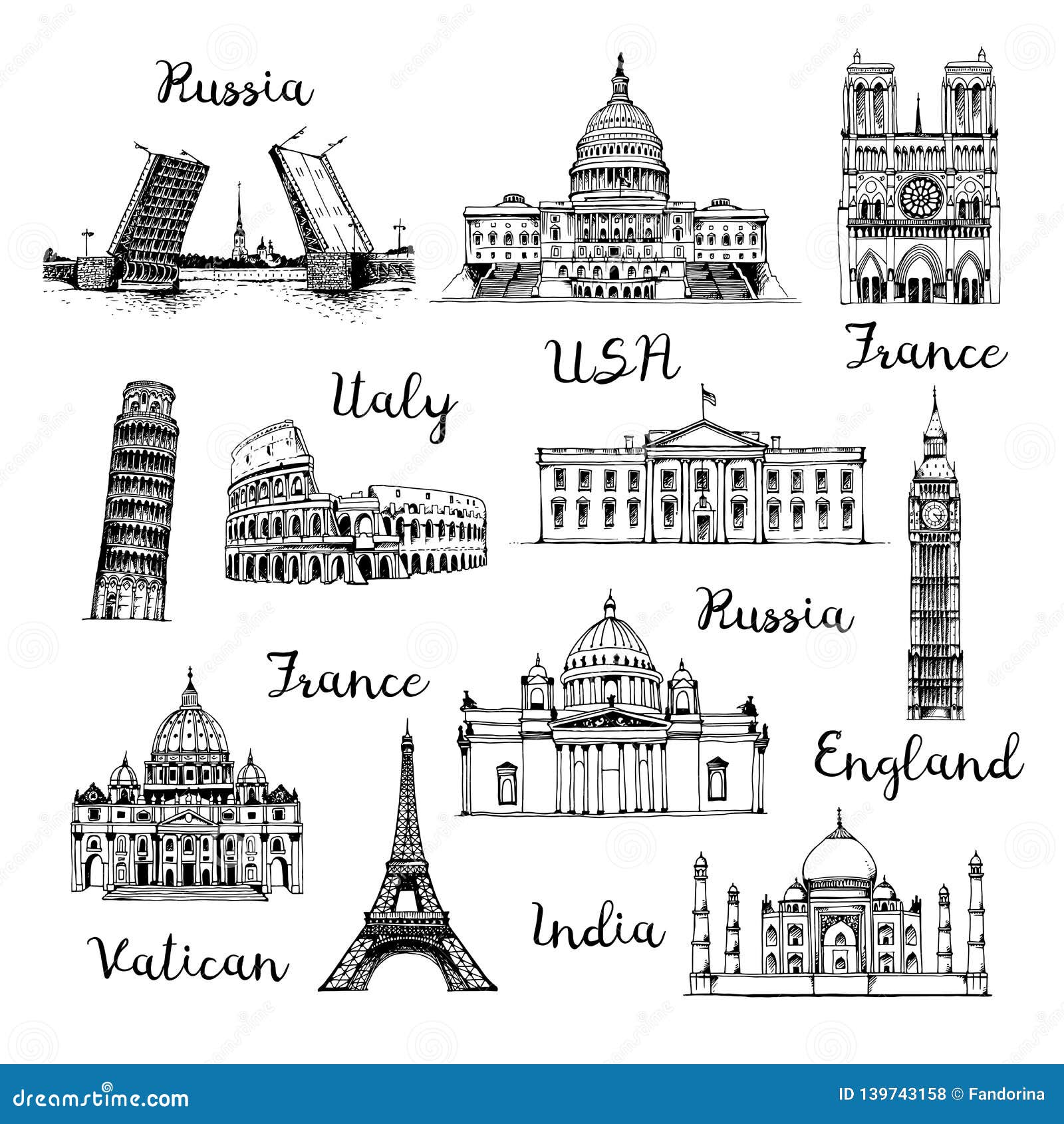 Vector Landmarks Line Art Posters | CartoonDealer.com #56404421