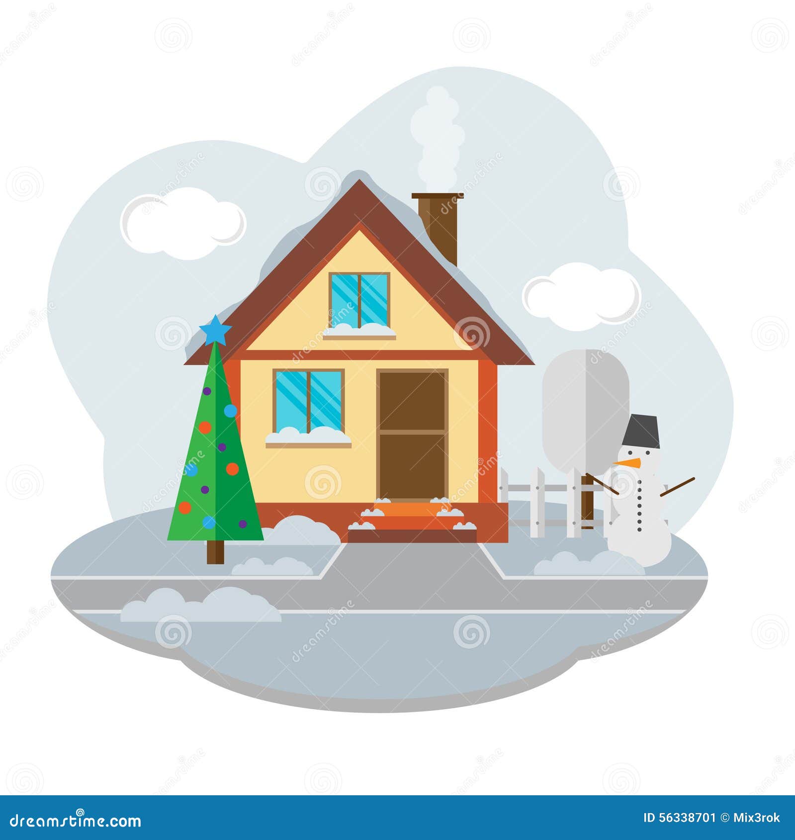 Vector Landscape with Beautiful House Stock Vector - Illustration of ...
