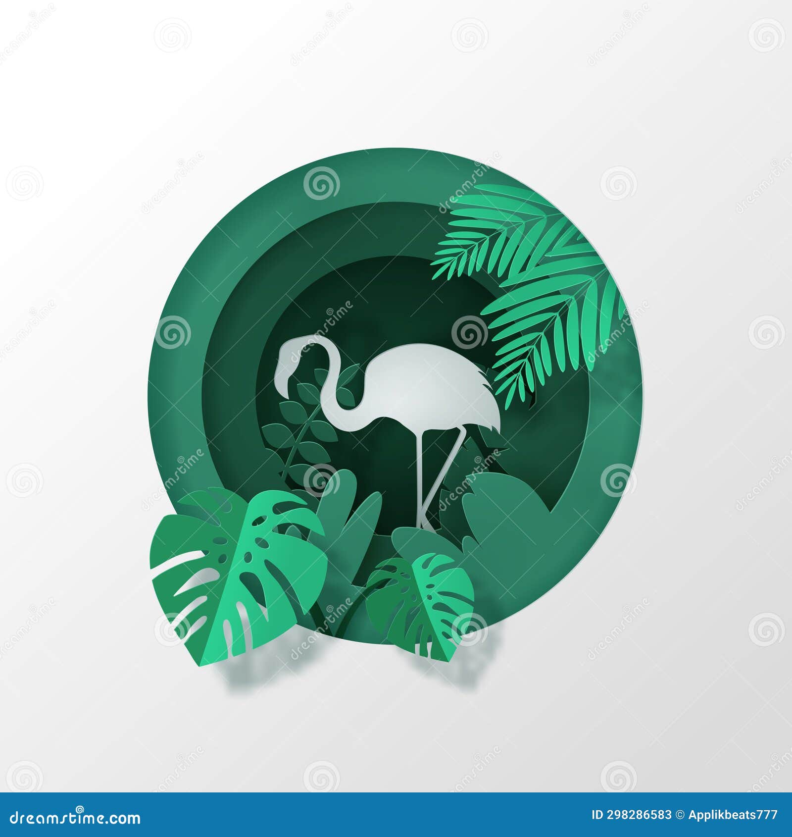 Vector Landscape with Deep Forest Plantation and Flamingos Stock Vector ...