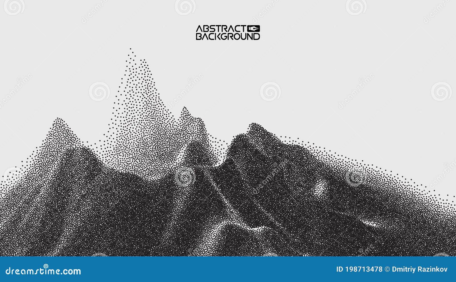 Vector Landscape of Mountain in Dotwork Style. Stipple Illustration ...
