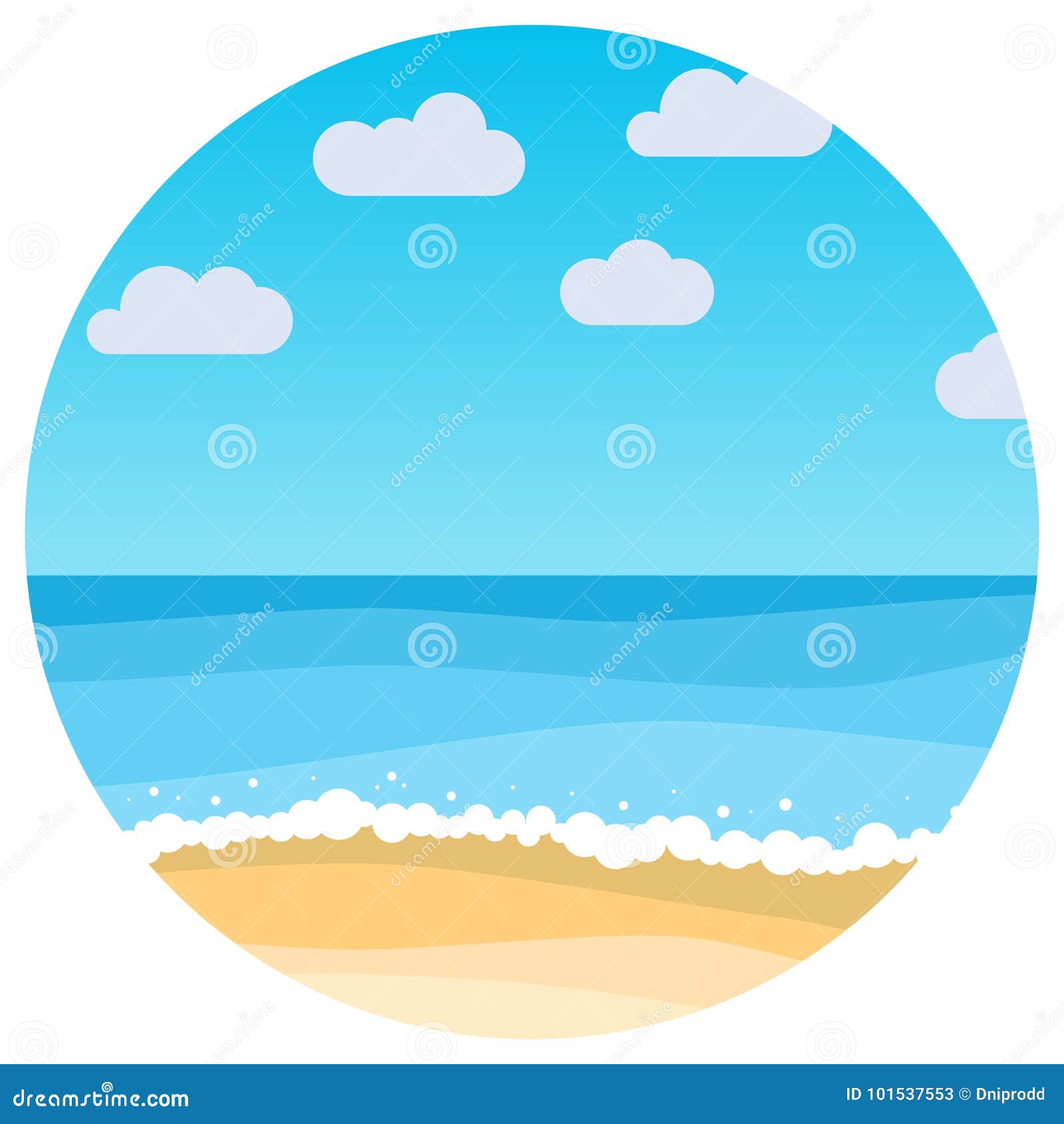 Vector Landscape with Summer Beach in Circle Stock Vector ...