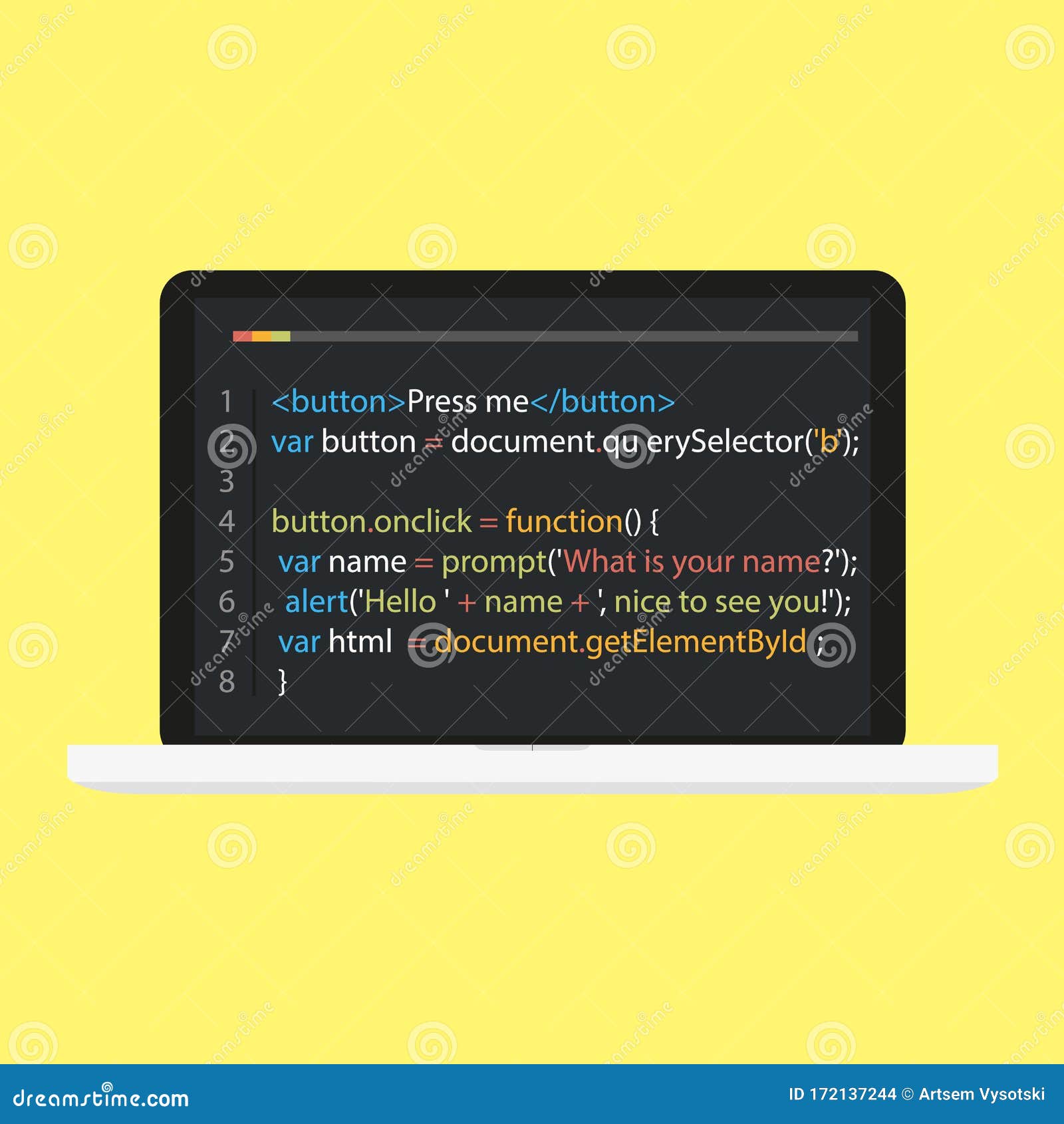 Vector Laptop Coding Concept Web Developer Design Programming Stock