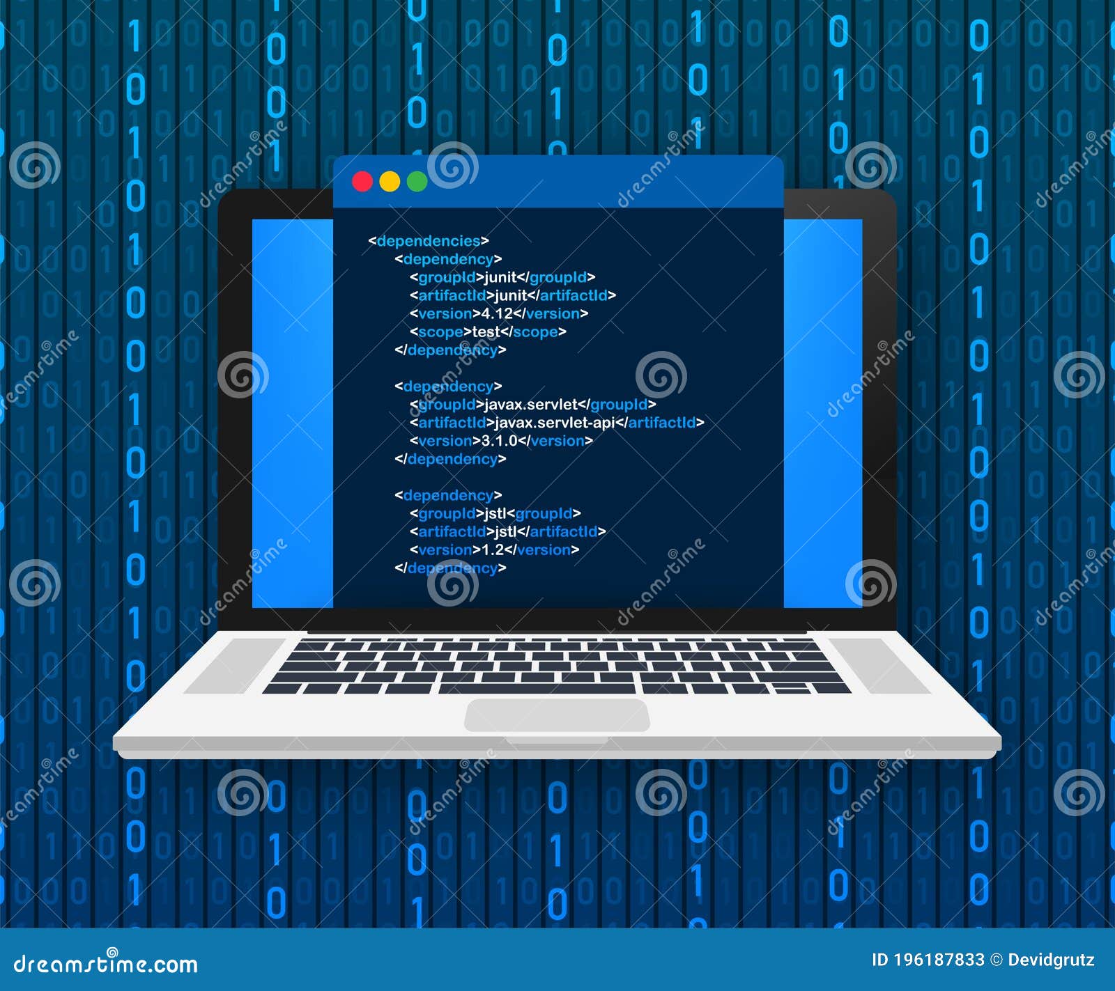Vector Laptop Coding Concept Web Developer Design Programming Laptop Screen Code Vector