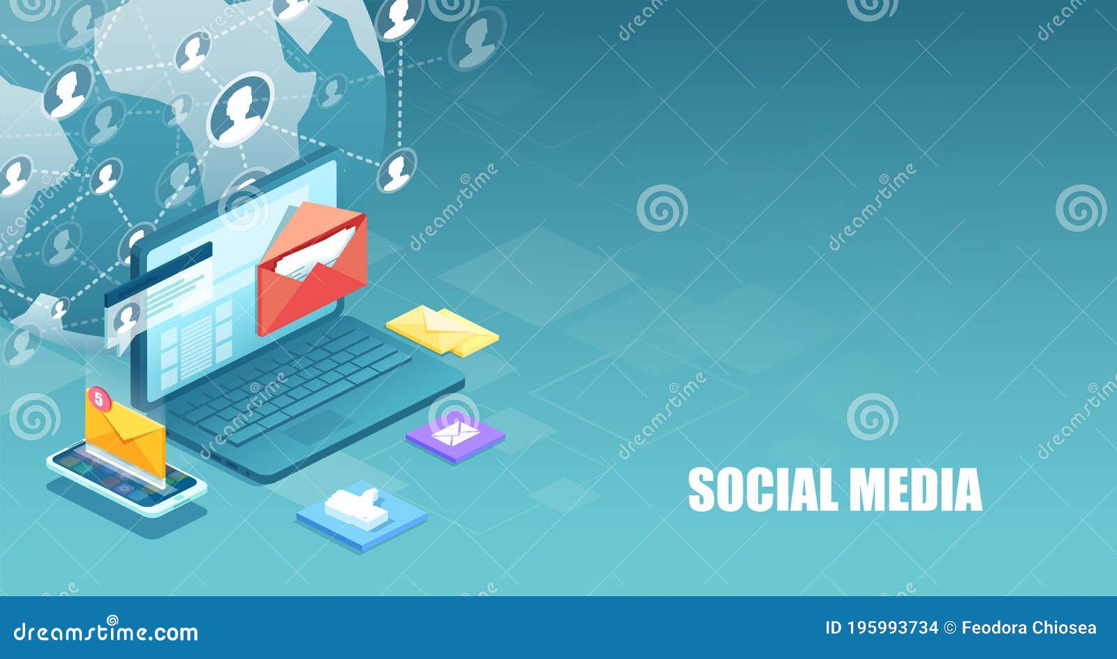 Vector of a Laptop Computer Connecting Multiple People Via Social Media ...