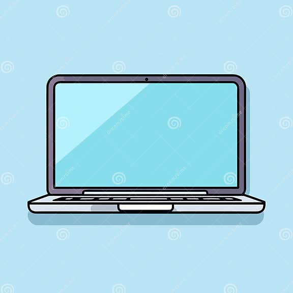 Vector of a Laptop Computer Icon on a Blue Surface Stock Vector ...