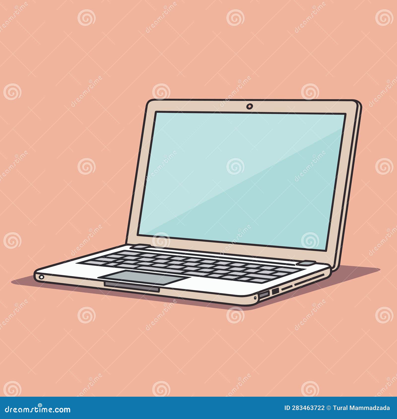 Vector of a Laptop Computer on a Pink Surface - Technology and Design ...