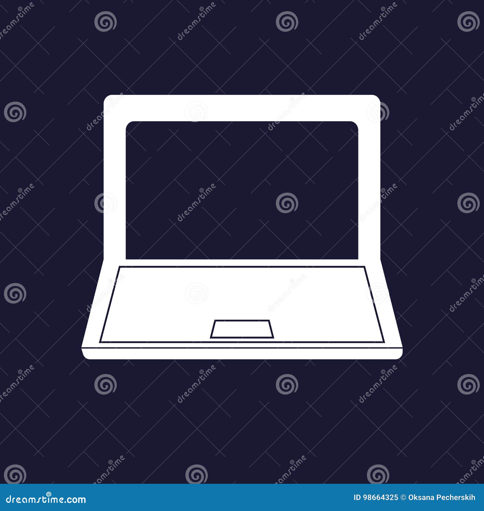 Vector Laptop Icon. Vector White Icon on Dark Blue Background. Stock ...
