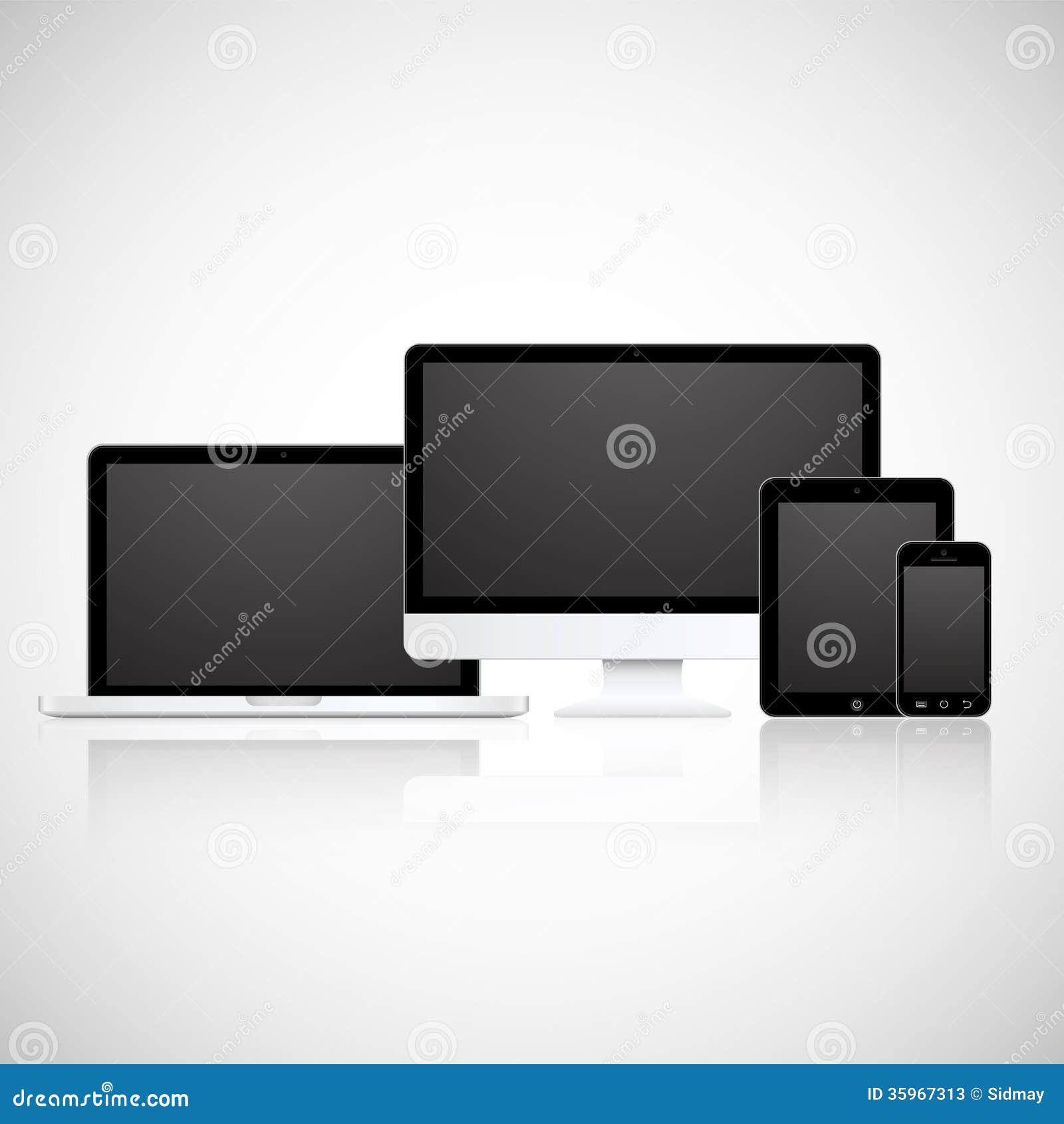 Vector Laptop, Tablet, Monitor and Phone Stock Vector - Illustration of ...