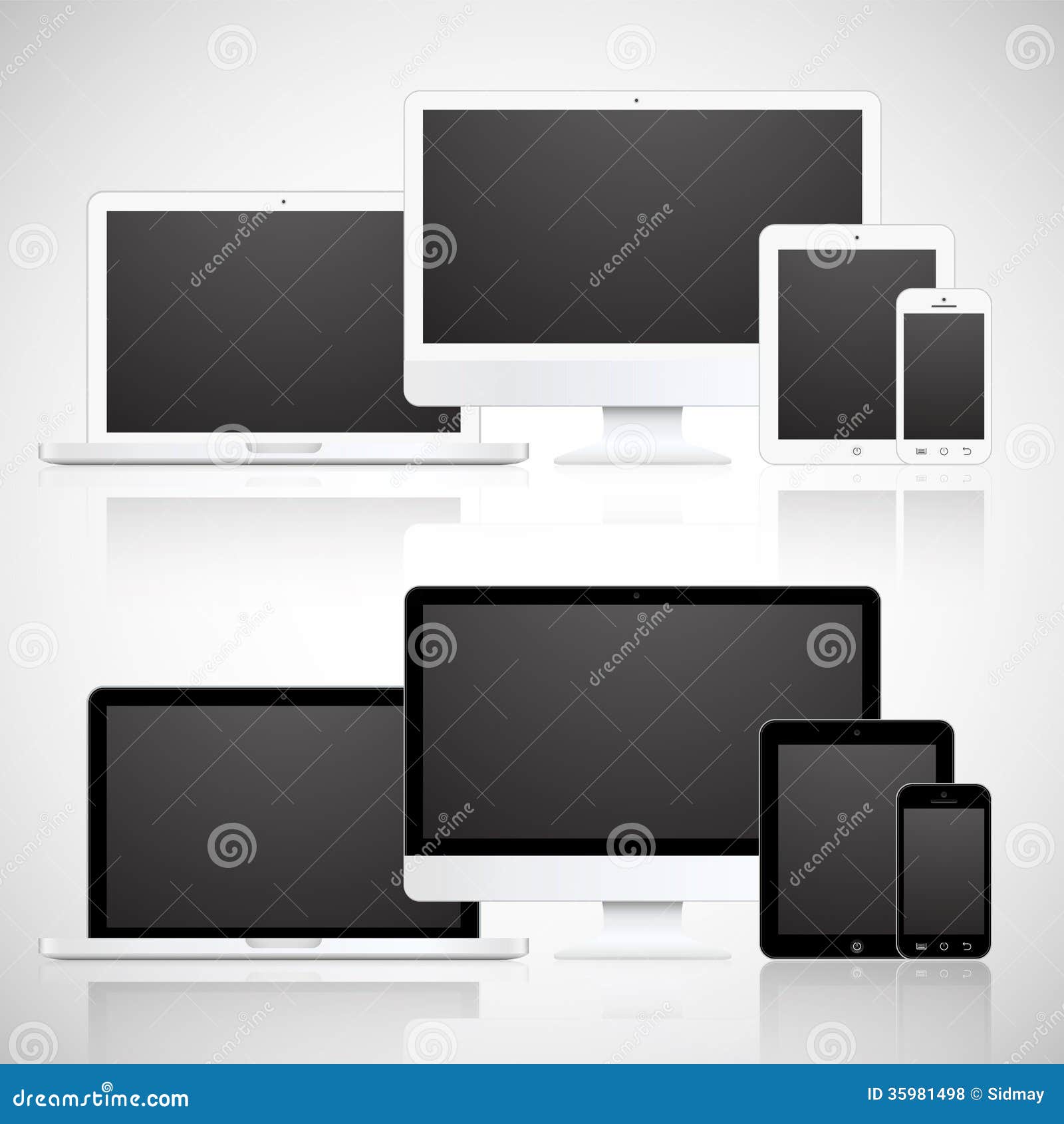 Vector Laptop, Tablet, Monitor and Phone Stock Vector - Illustration of ...