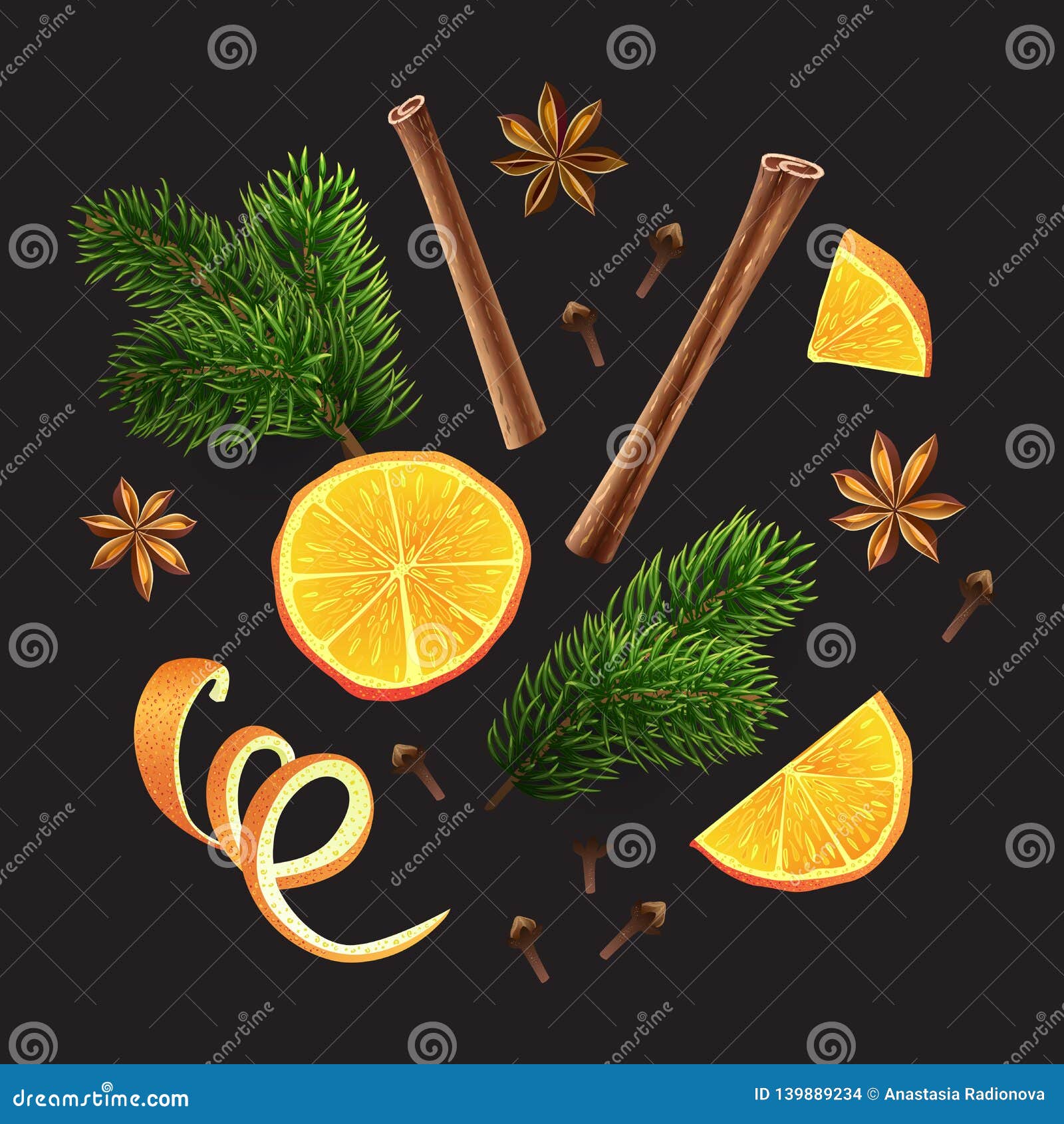 Large Set Of Spices Vector Illustrations In Flat Design Isolated On ...