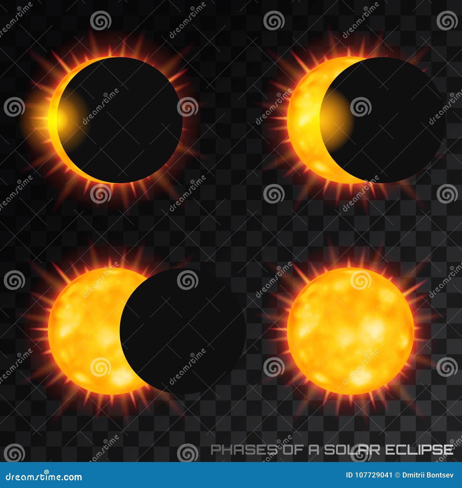 Vector Las Fases Del Eclipse Solar Total En Backgrou Transparente ...