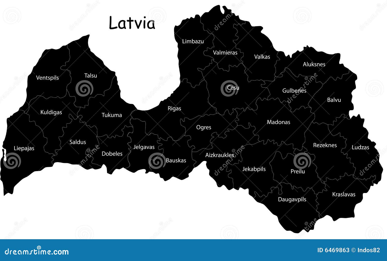 Vector Latvia map stock vector. Illustration of administrative - 6469863