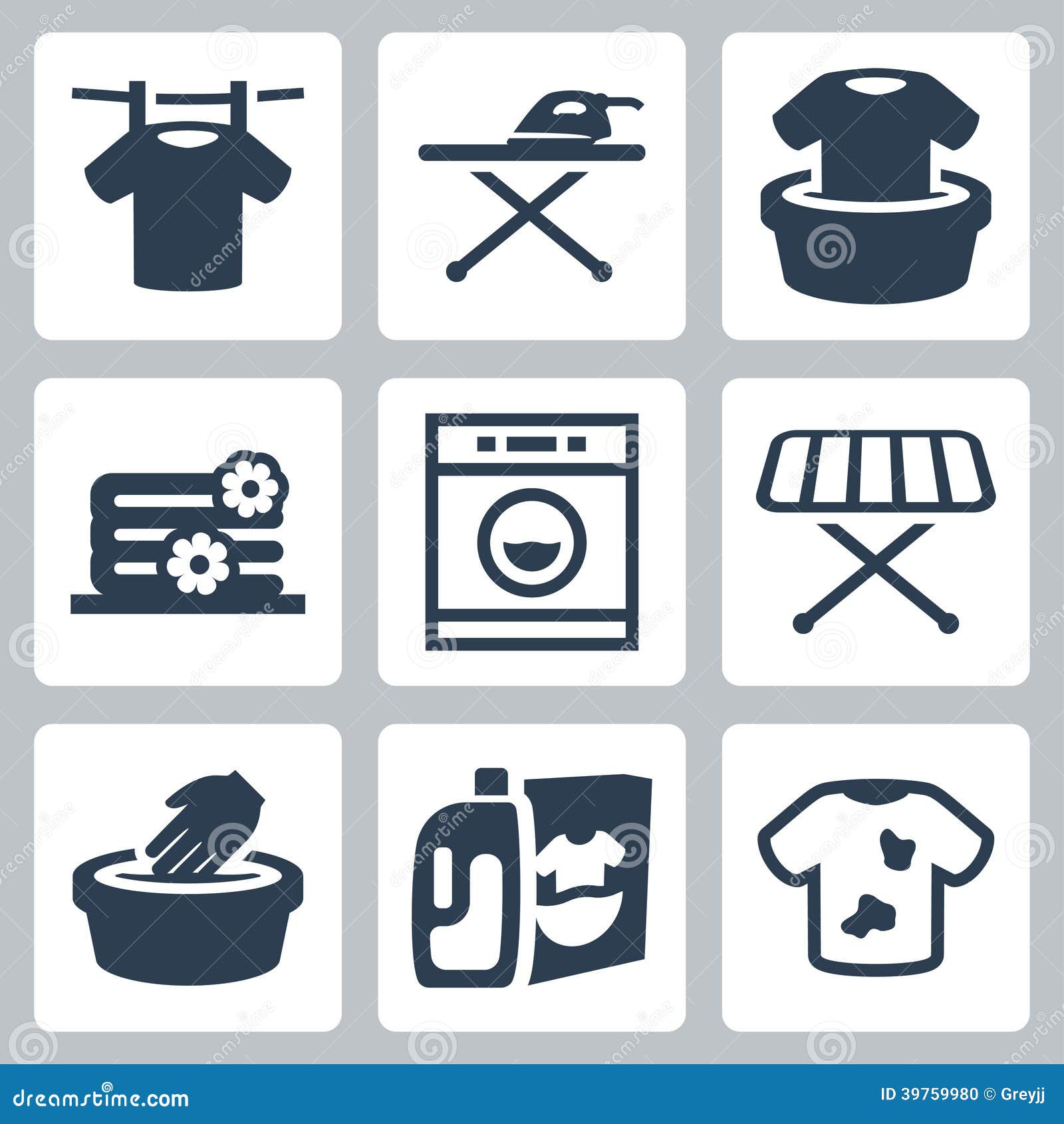 Vector laundry icons set stock vector. Illustration of bath - 39759980