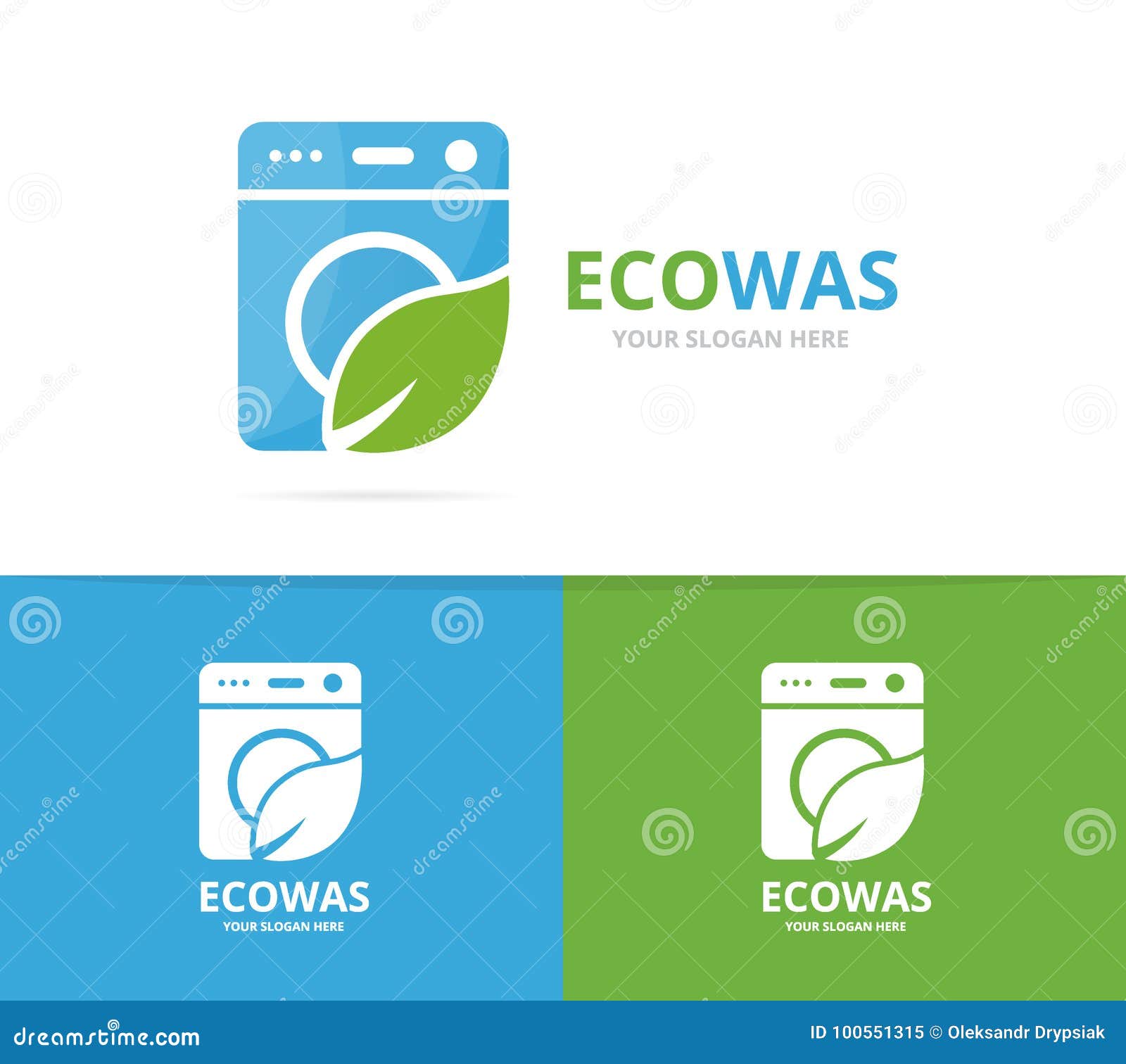 Vector of Laundry and Leaf Logo Combination. Washing Machine and Eco ...