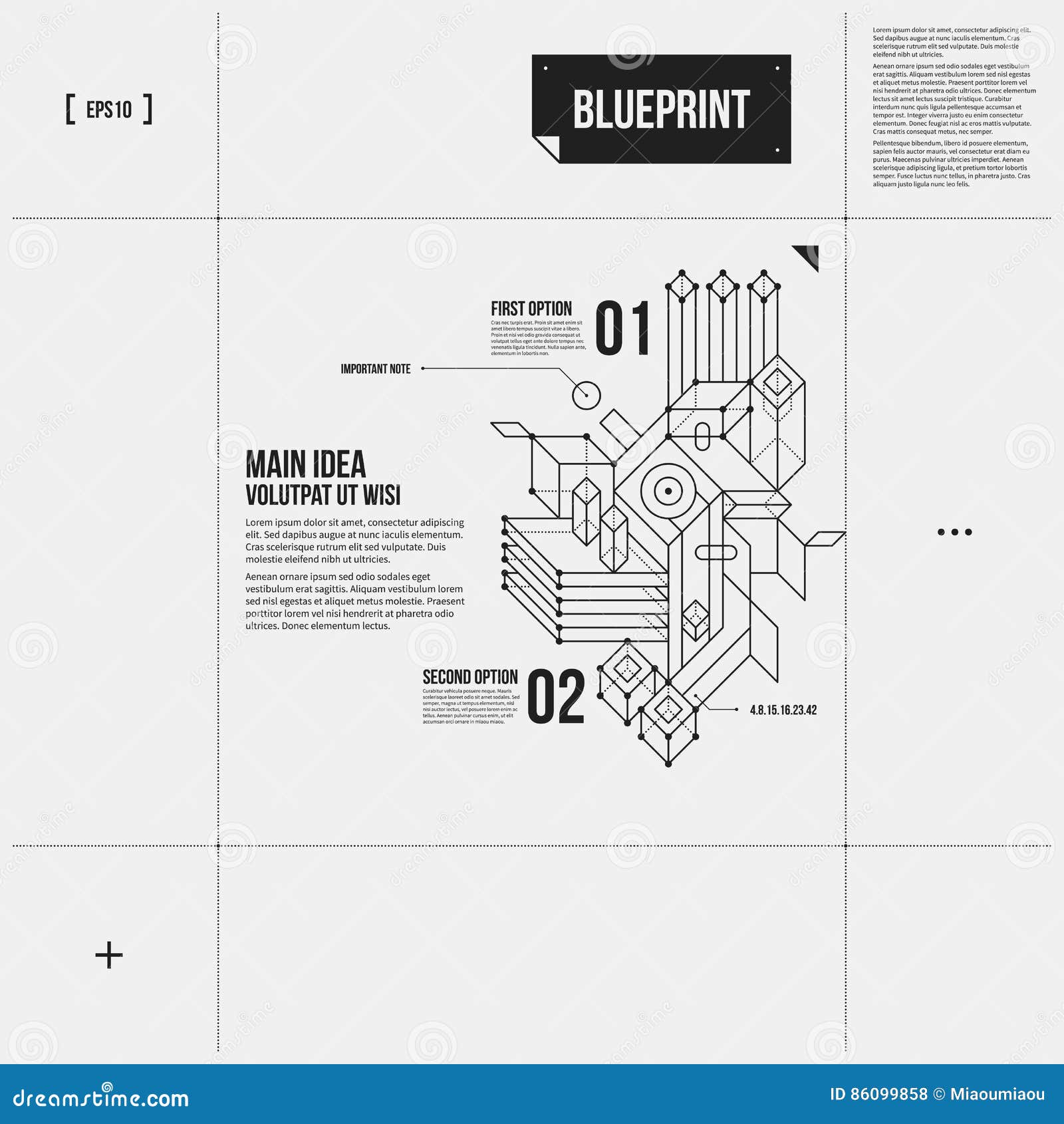 Vector Layout with Abstract Objet in Draft Style Stock Vector ...