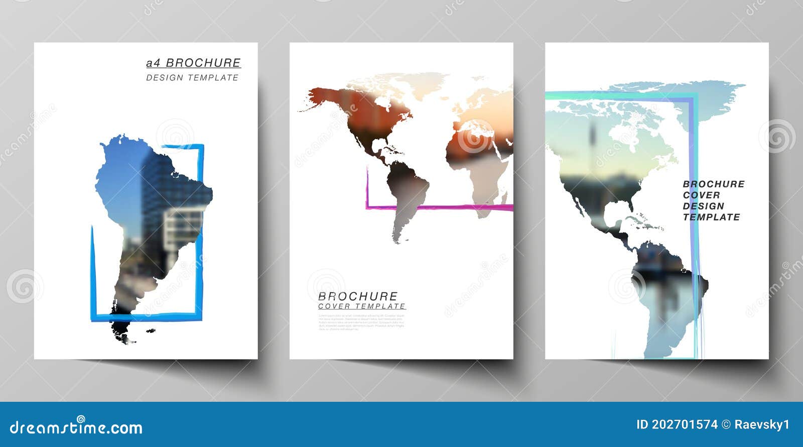 Vector Layout of A4 Cover Mockups Templates for Brochure, Flyer Layout ...